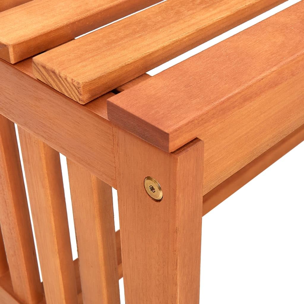 vidaXL 51.2" Weather-Resistant Solid Eucalyptus Wood Patio Bench, Easy-to-Clean Outdoor Garden Furniture with Natural Finish