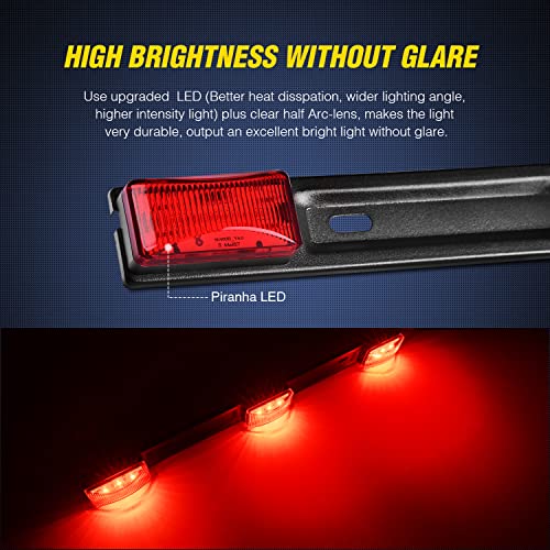 Nilight TL-11 1PC Red 9 LED ID Bar Marker Tail Black Stainless Steel Bracket for Truck Trailer Boat Identification Light, 2 Years Warranty