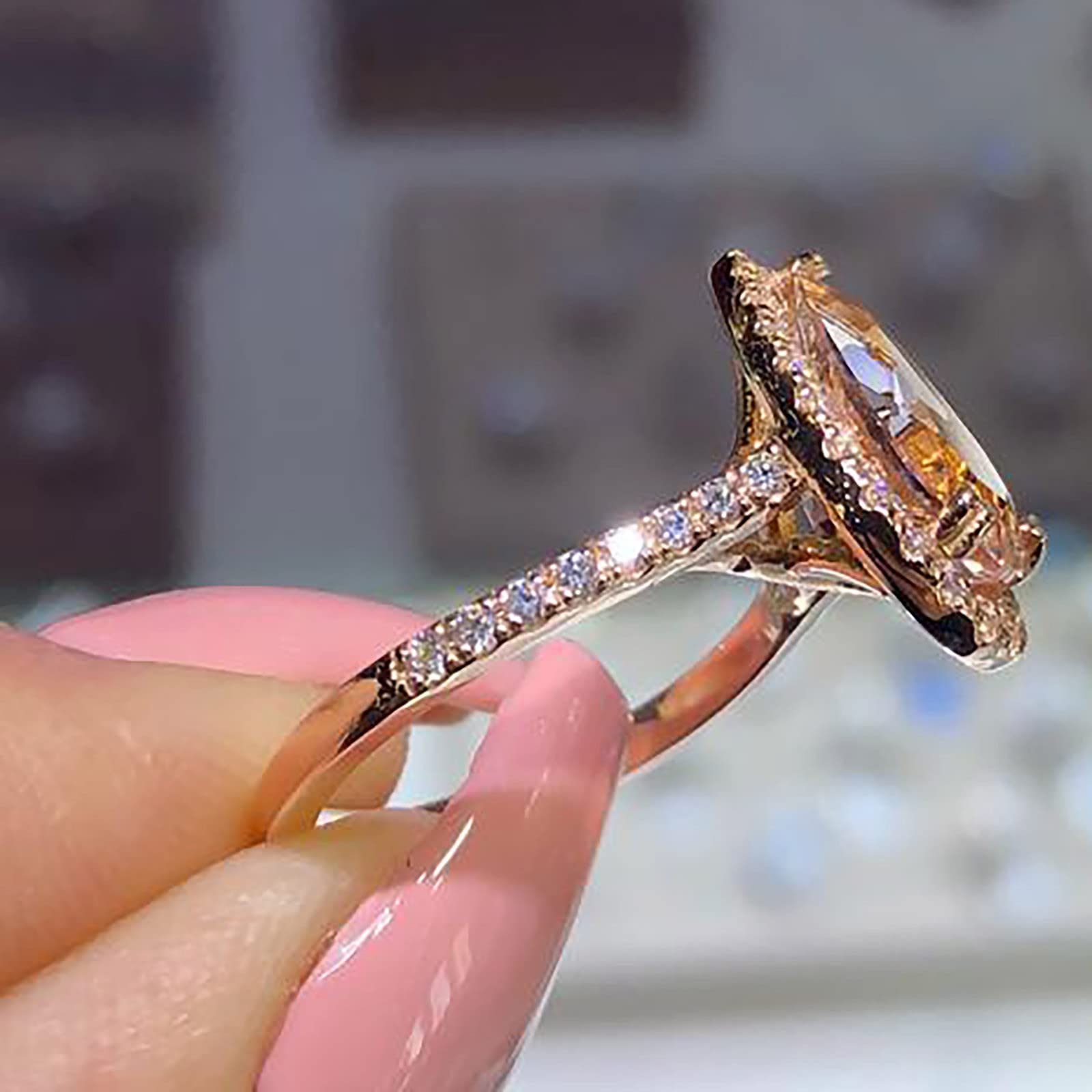 Luxury Round Cut Zircons Ring for Women Full Diamond Dazzling Ring Engagement Wedding Rings Jewelry