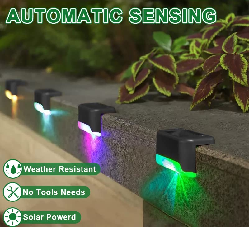 K.E.J. Solar Deck Lights Outdoor Waterproof LED Step Light Landscape Lighting Solar Lights Porch Decor for Fence, Stairs,Step,Yard,Patio,Driveway,Pathway,Yard,Backyard and Garden