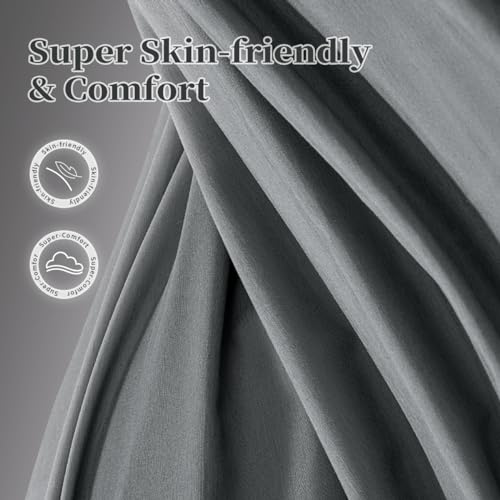 Shilucheng King Size Bed Sheets Set Microfiber Polyester 1800 Thread Count Percale Super Soft and Comforterble 16 Inch Deep Pockets - 4 Piece (King, Dark Grey)