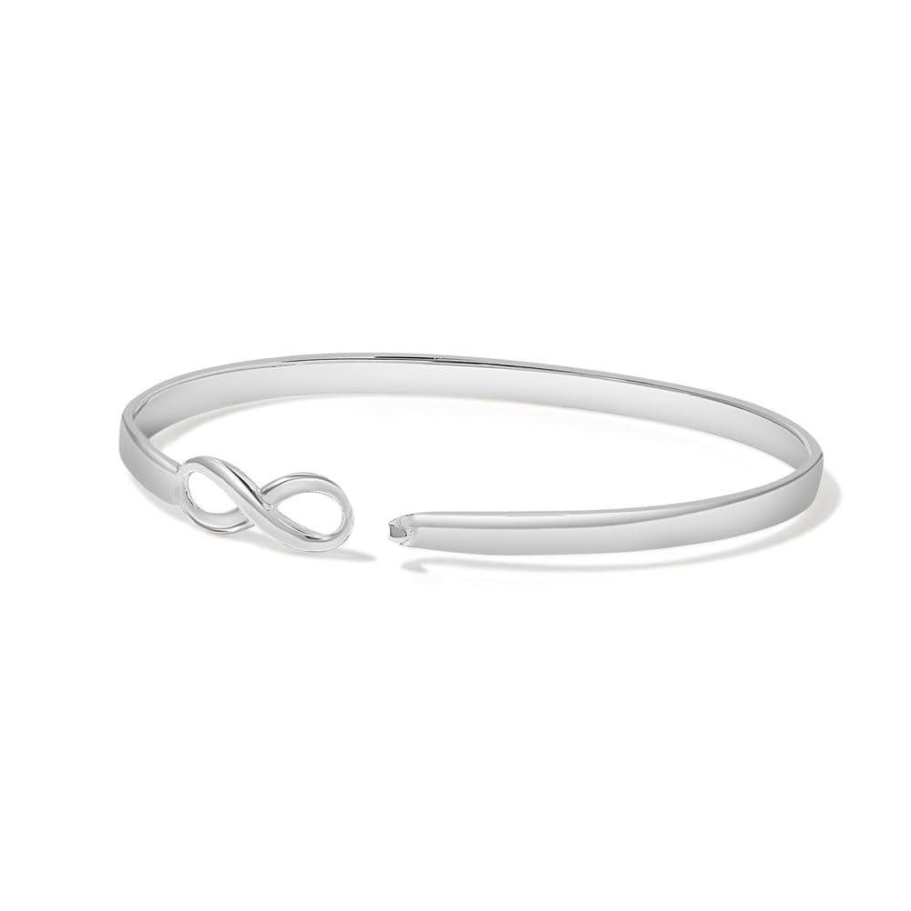 Engravable Sterling Silver Infinity Bangle Bracelet, 7 inches - Infinity Jewelry - Personalized Bracelet for Women - Couples Bracelet - Gift for Girlfriend - Birthday Gift for Wife - Gifts for Mom