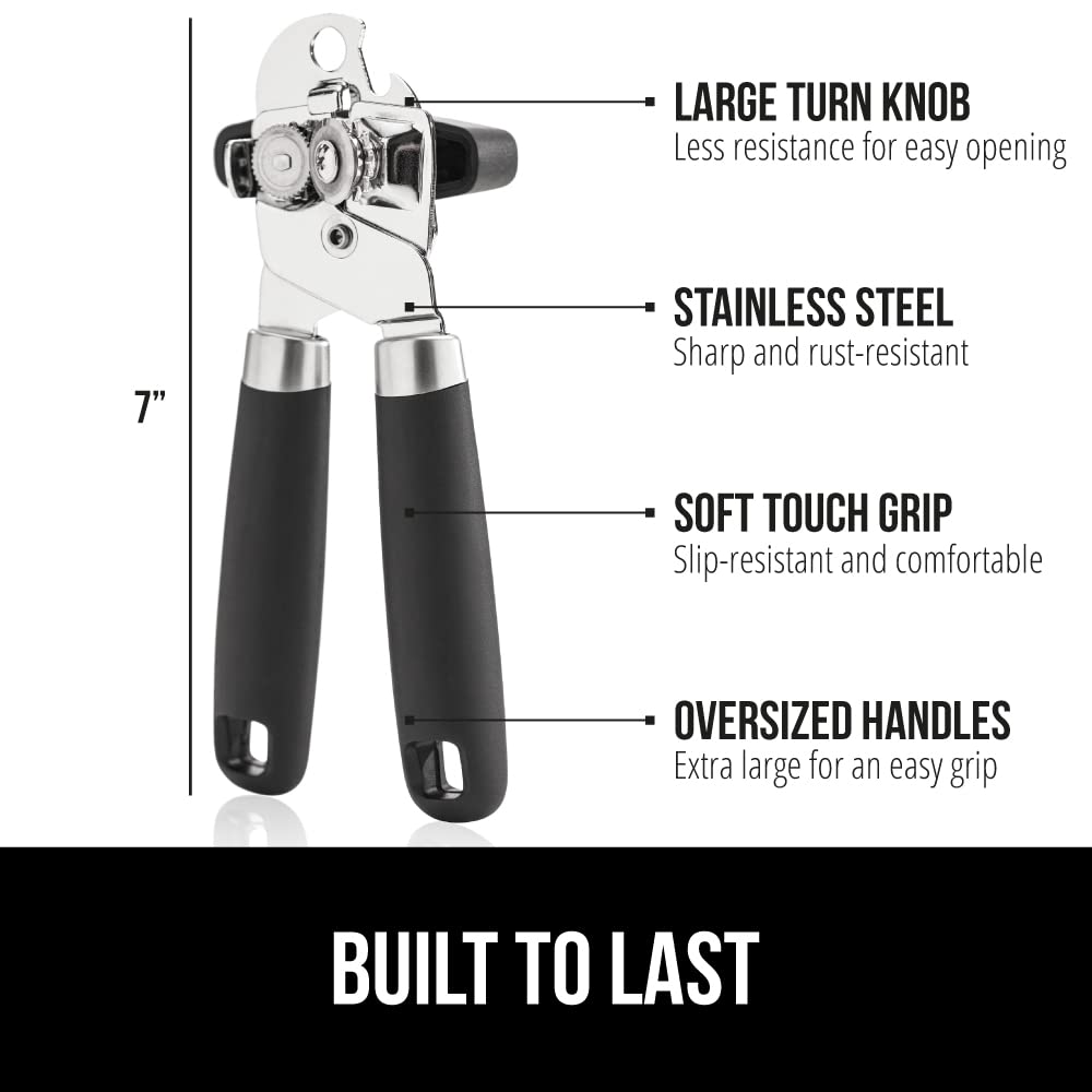 Gorilla Grip Drawer and Shelf Liner and Manual Hand Held Can Opener, Shelf Liner Size 12 In x 20 FT, Strong Grip, Large Lid Openers for Kitchen, Both in Black, 2 Item Bundle