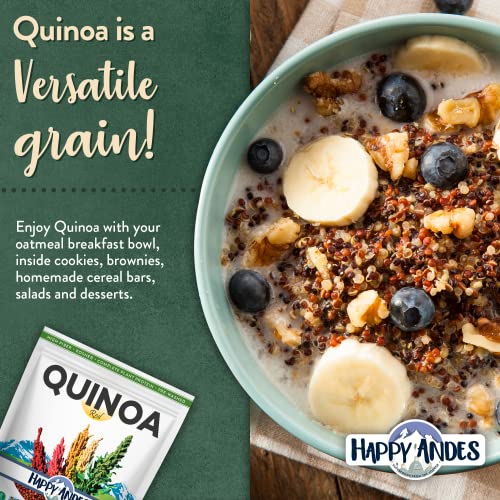 Happy Andes Organic White Quinoa 3 Pound -Non-GMO,100% Peruvian, Superior taste,Gluten-free,rice replacement, Pre-washed, whole grain, USDA-certified, Complete Plant Protein, superfoods Peru, high in fiber&iron, kosher