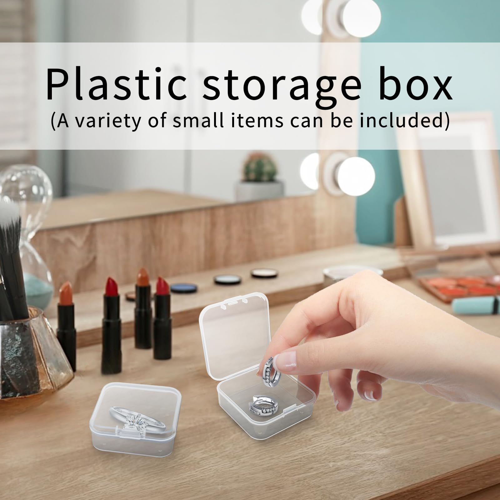 MultiValue 15 PCS Bead Organizer, Transparent Small Containers with Lids Plastic Organizer Box Clear Craft Storage Container with Hinged Lid 14 Small Storage Containers & a Sheet Label Sticker