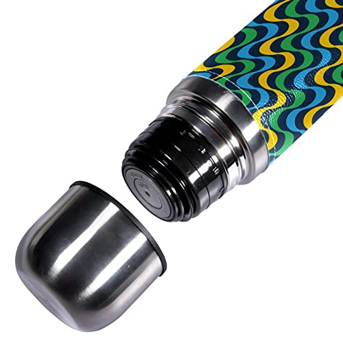 sdfsdfsd 17 oz Vacuum Insulated Stainless Steel Water Bottle Sports Coffee Travel Mug Flask Genuine Leather Wrapped BPA Free, Abstract Geometric