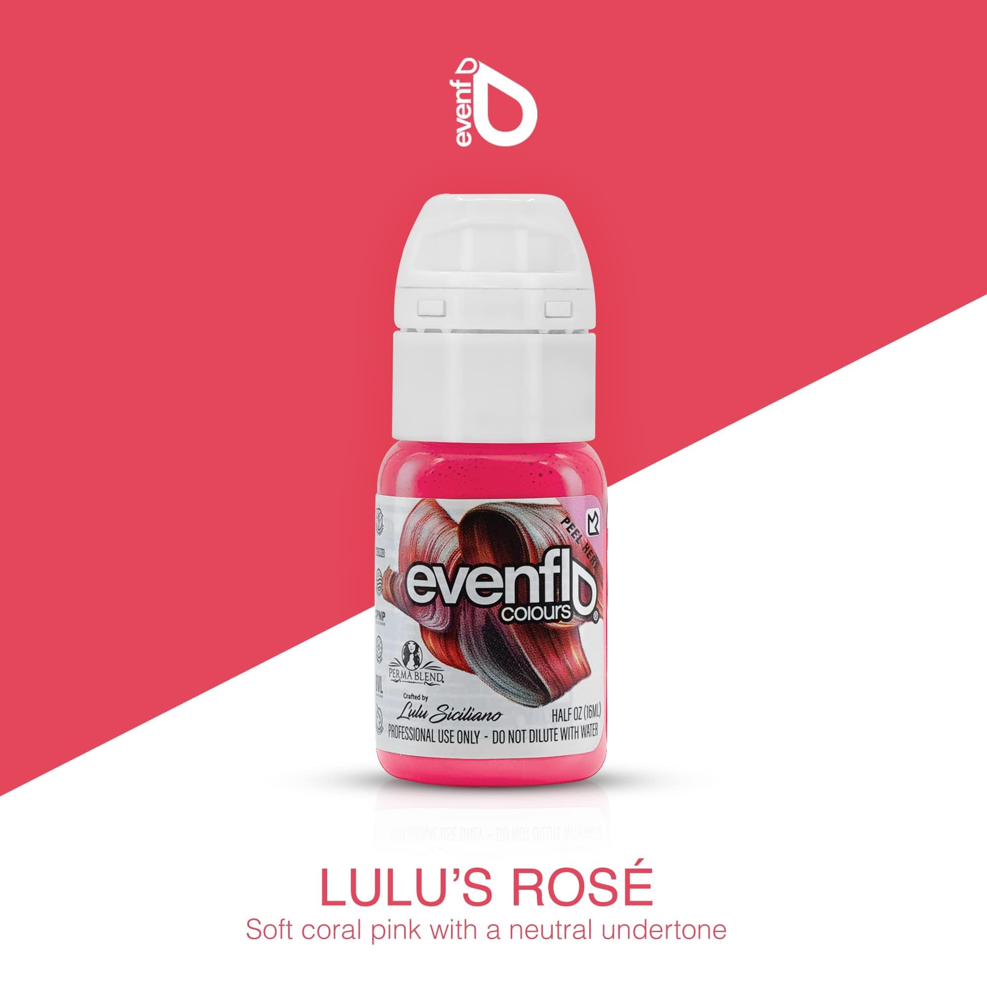 Evenflo Colours Permanent Makeup for Lips, Used For all Permanent Makeup Procedures, Professional Cosmetic Pigment - LuLu’s Rose, 0.5 oz