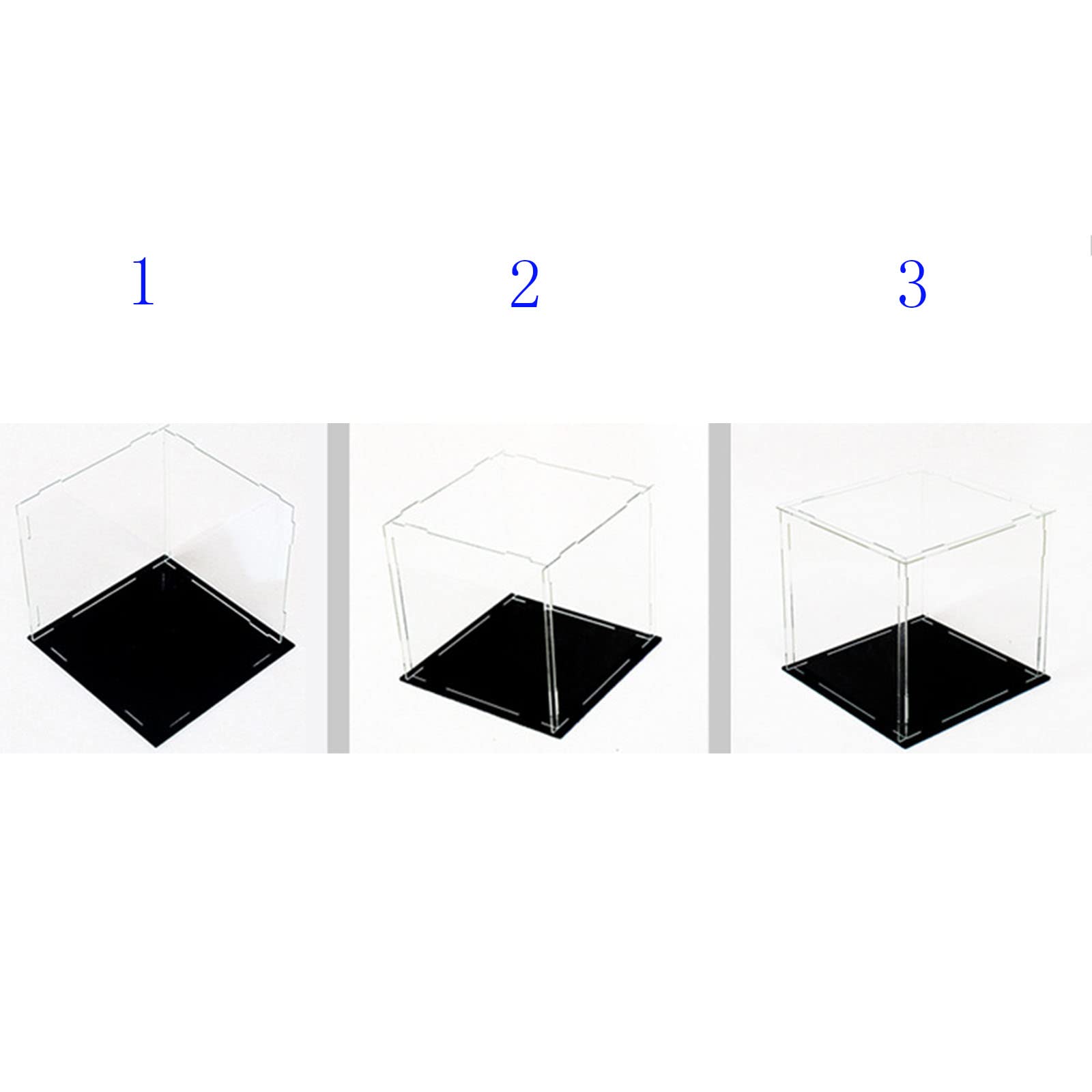 LYHY Clear Acrylic Display Case-Assemble Countertop Box with Black Base for Display-Clear Display Box,Dustproof Protection Showcase for Action Figures Toys Collectibles (10x10x10)