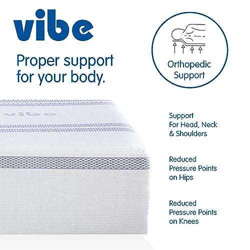 Vibe Gel Memory Foam Mattress, 12-Inch CertiPUR-US Certified Bed-in-a-Box, Queen, White