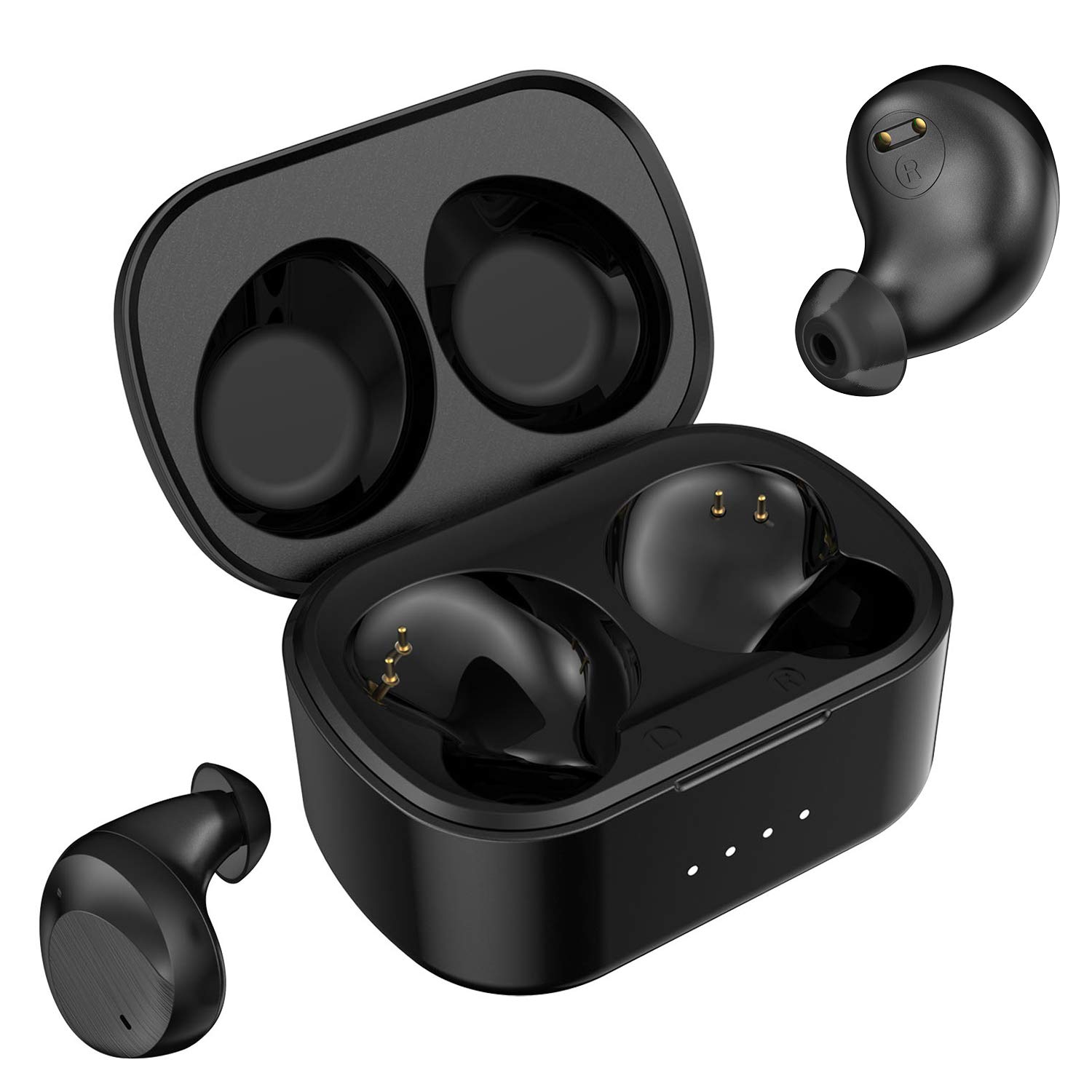 Geekee True Wireless Earbuds Bluetooth 5.0 Headphones, Clear Voice Call in-Ear Headset IPX7 Waterproof 40H Wireless Charging Case Sports Earphones (Black)