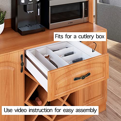 Living Skog Galiano 73'' Pantry Buffet White Buffet with Wine Rack Drawer and Hutch