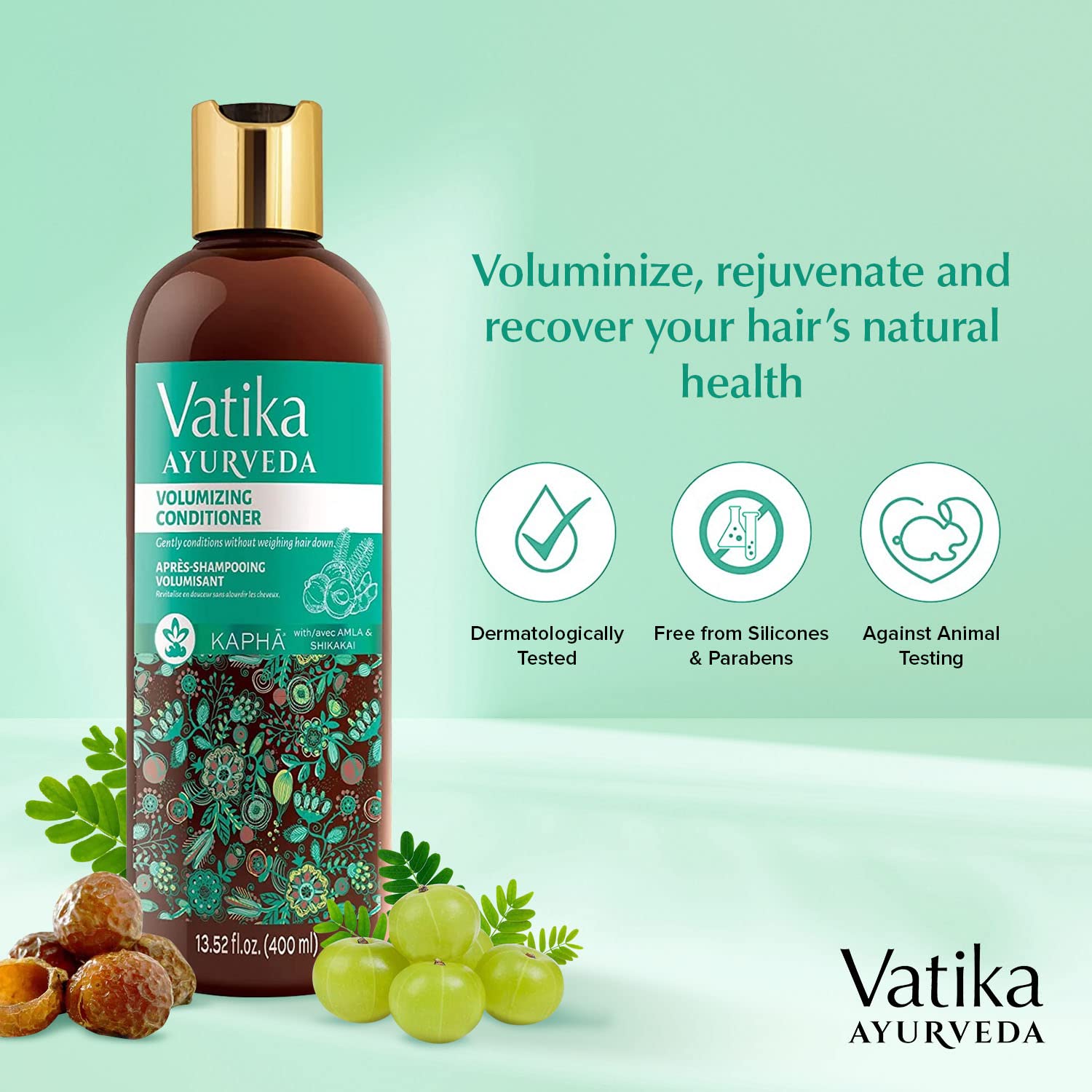 Vatika Ayurveda Volumizing Conditioner, 400ml - For Fine Hair, Contains Amla and Shikakai, Nourishes Scalp, Adds Volume and Shine