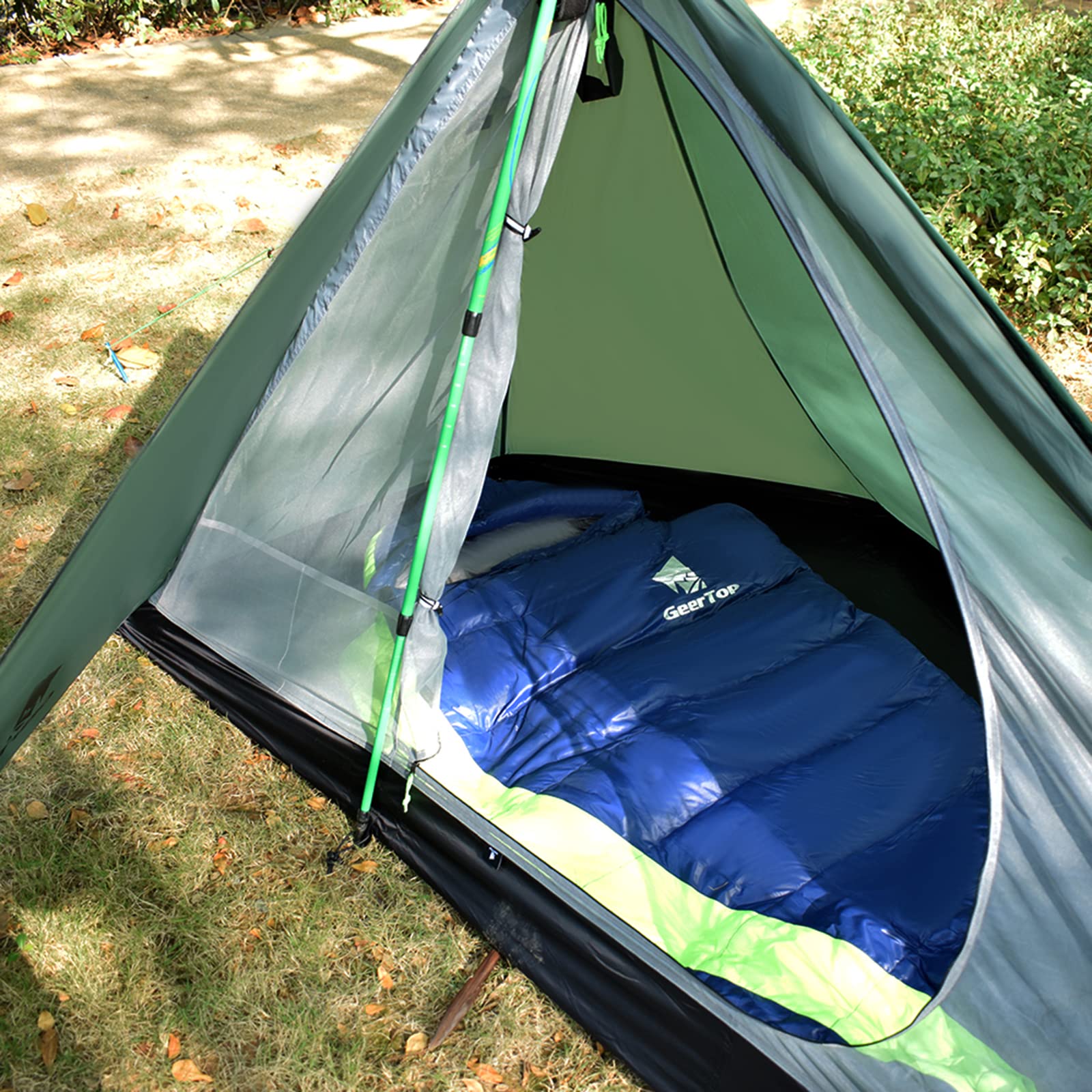 GEERTOP 1 Man Tent for Backpacking Ultralight 3 Season Single Person Poleless Tent for Camping Hiking Backpacking - Easy to Set Up