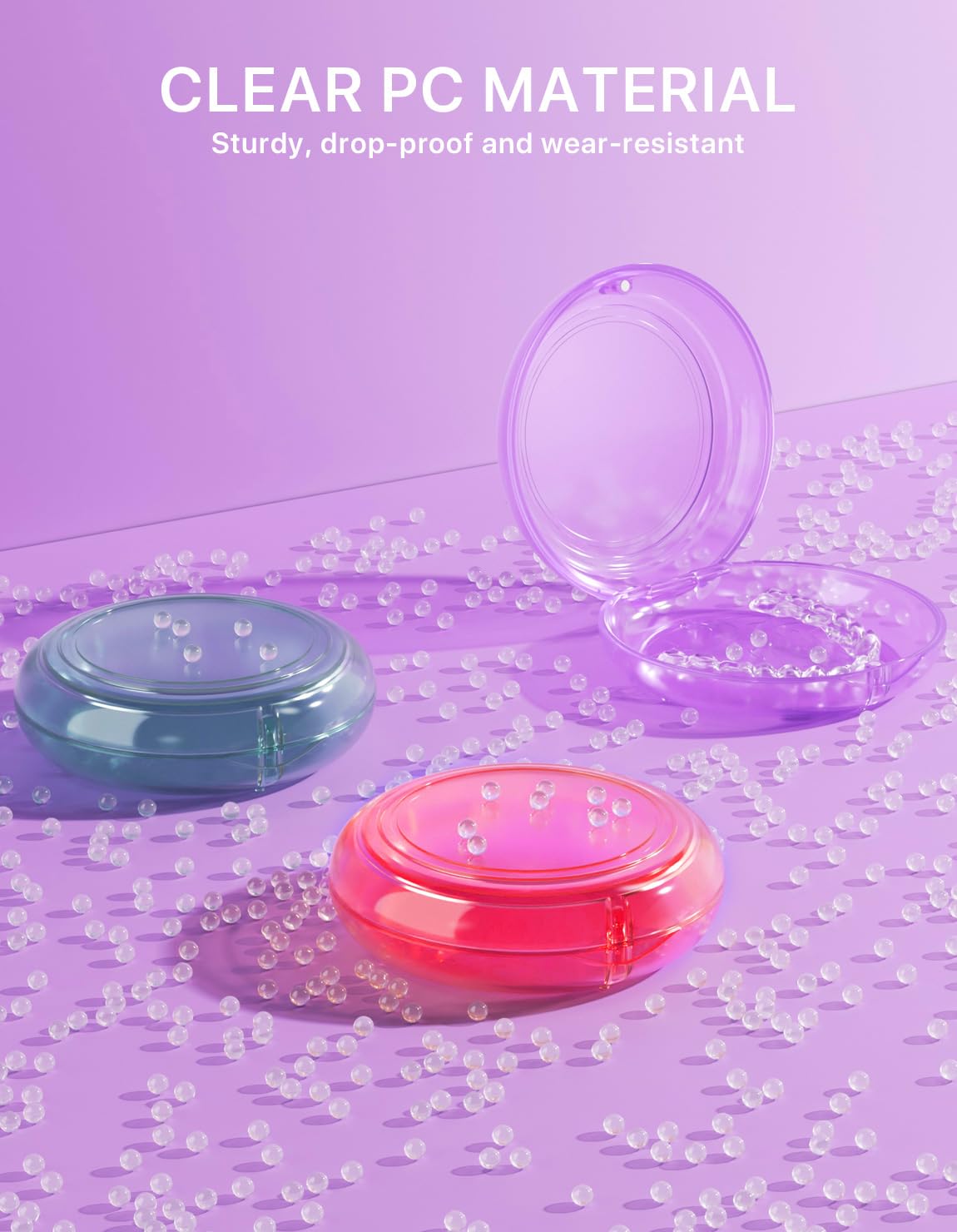 HEMILAB® Retainer Case, Slim Aligner Case with Mirror, Compatible with Invisalign, Mouth Guard Case, Cute Retainer Case with Vent Holes, White & Orange