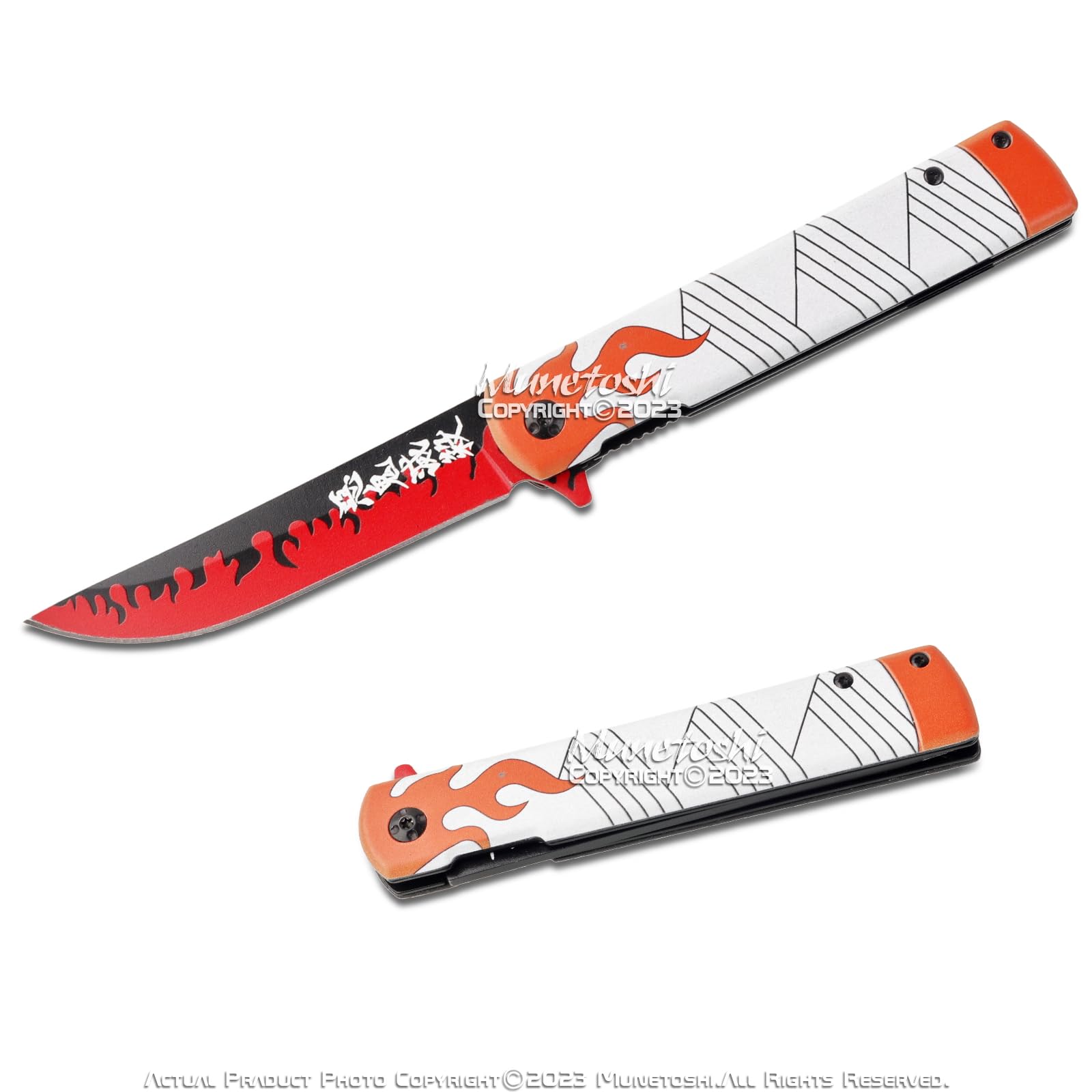 Munetoshi 9” Demon Killer Anime Spring Assisted Folding Pocket Knife Nine Styles Rengoku