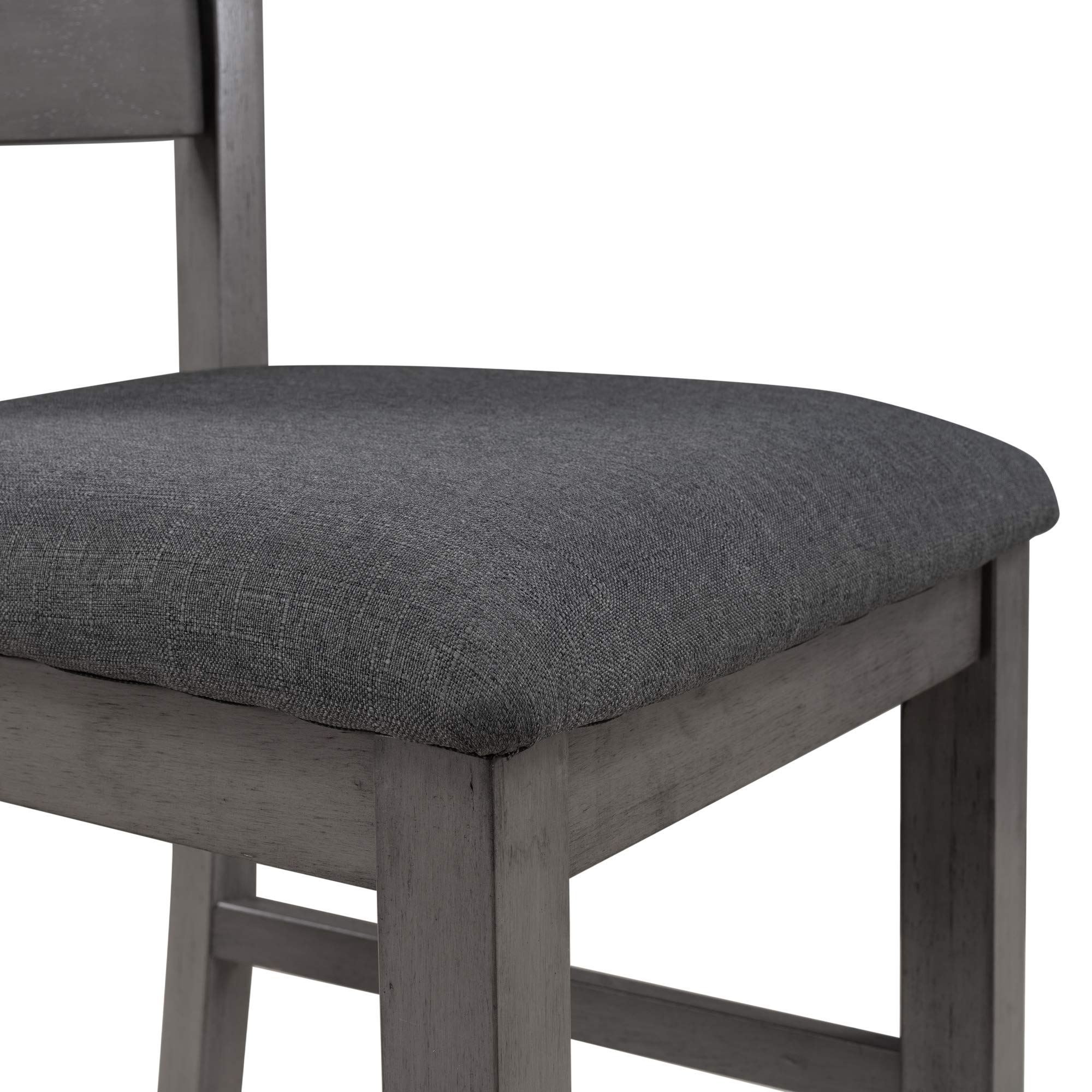Dining 6, Farmhouse Rustic Style Rectangular Wood, Kitchen Table Set with 4 Chairs and 1 Bench with Padded Cushion, Gray