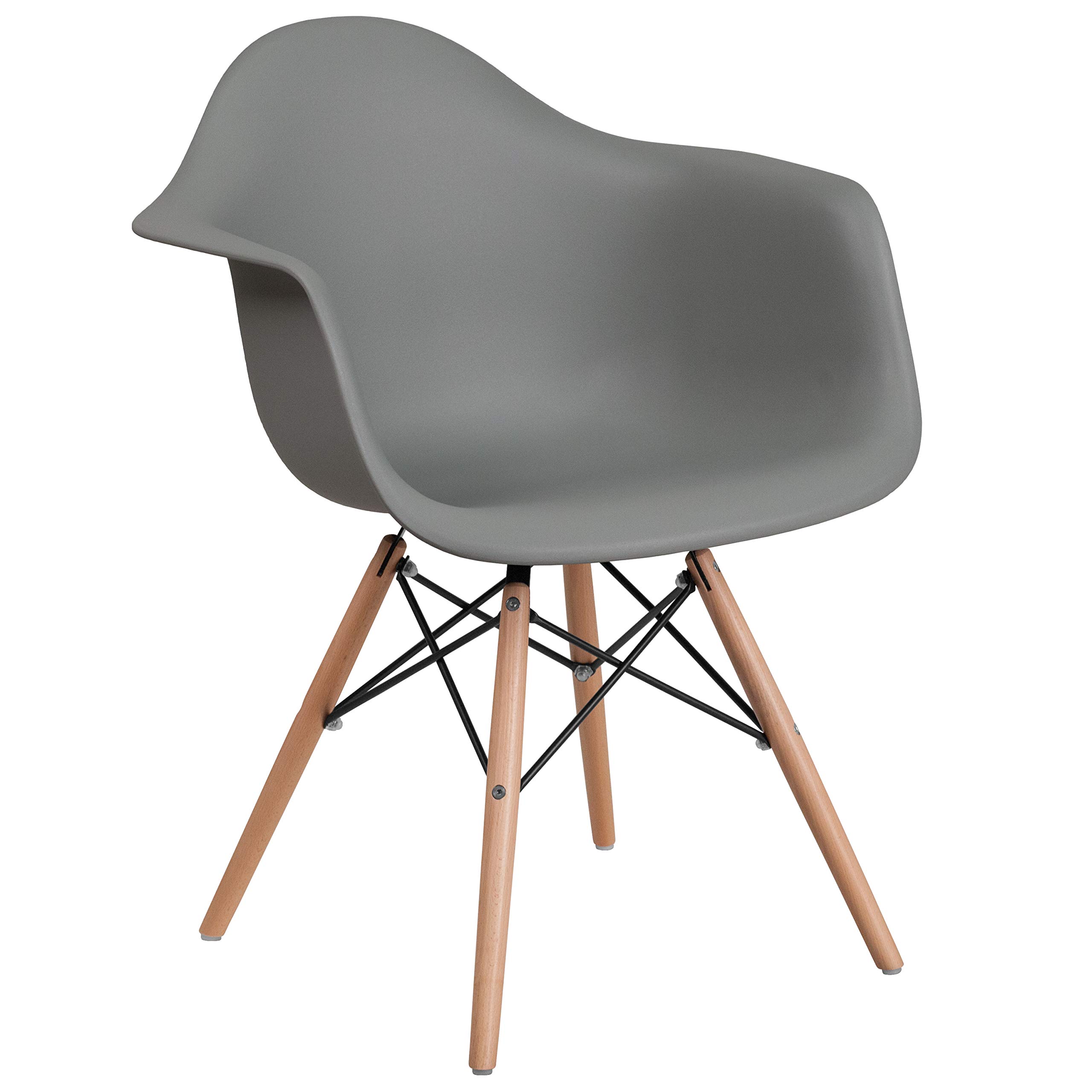 Flash Furniture 2 Pack Alonza Series Moss Gray Plastic Chair with Wooden Legs