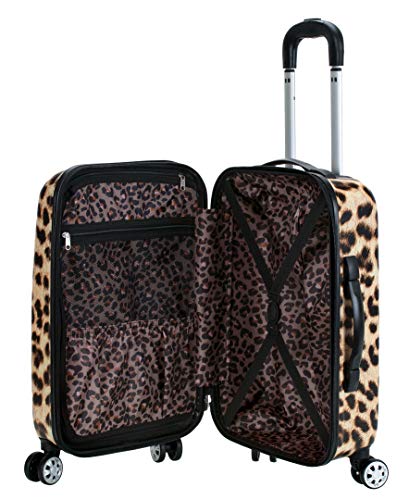 Rockland Safari Hardside Spinner Wheel Luggage, Leopard, 3-Piece Set (20/24/28)