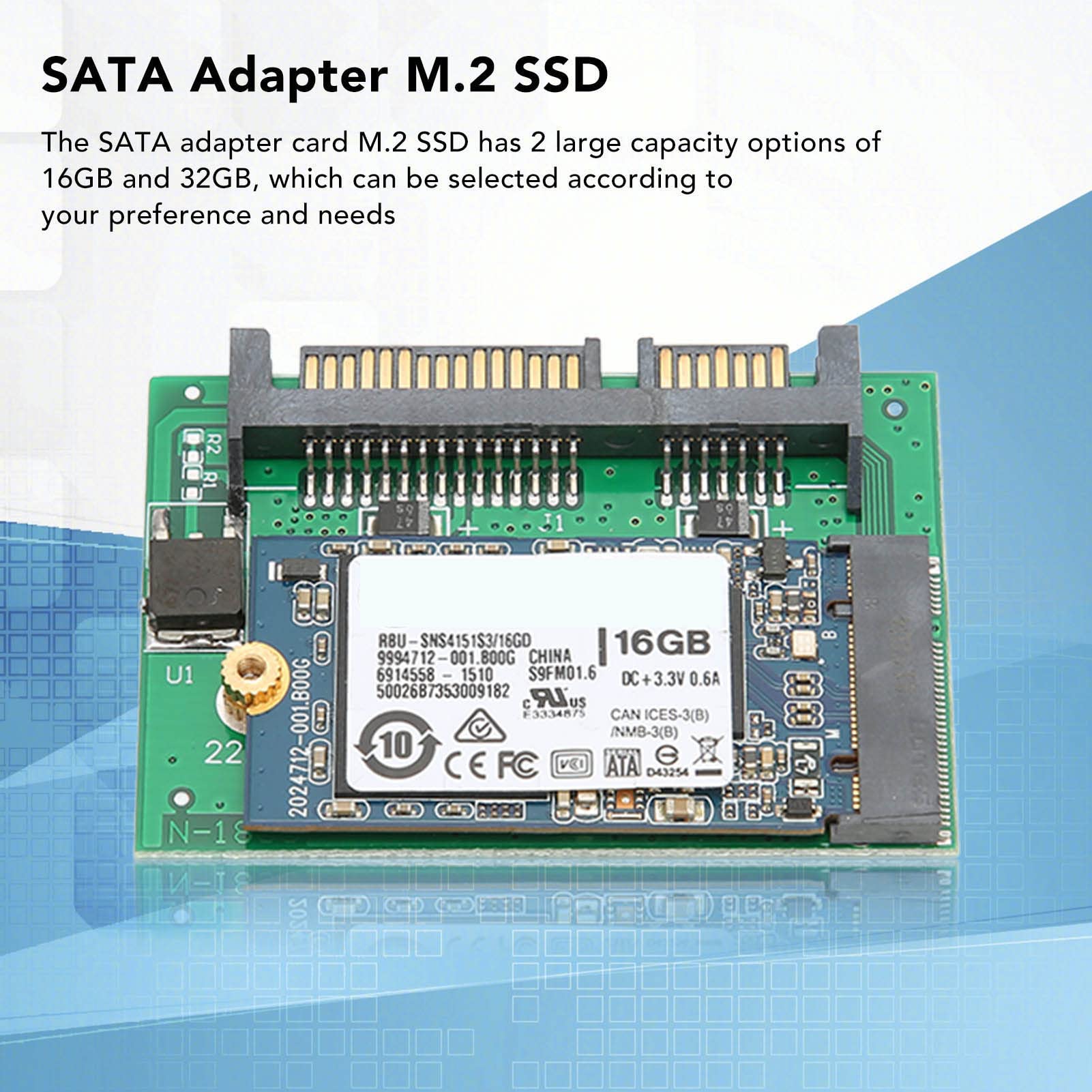 M.2 Hard Drive, PCB Plug and Play Large Capacity Stable Reliable 2 in 1 M.2 SSD Adapter for Home Office 16GB
