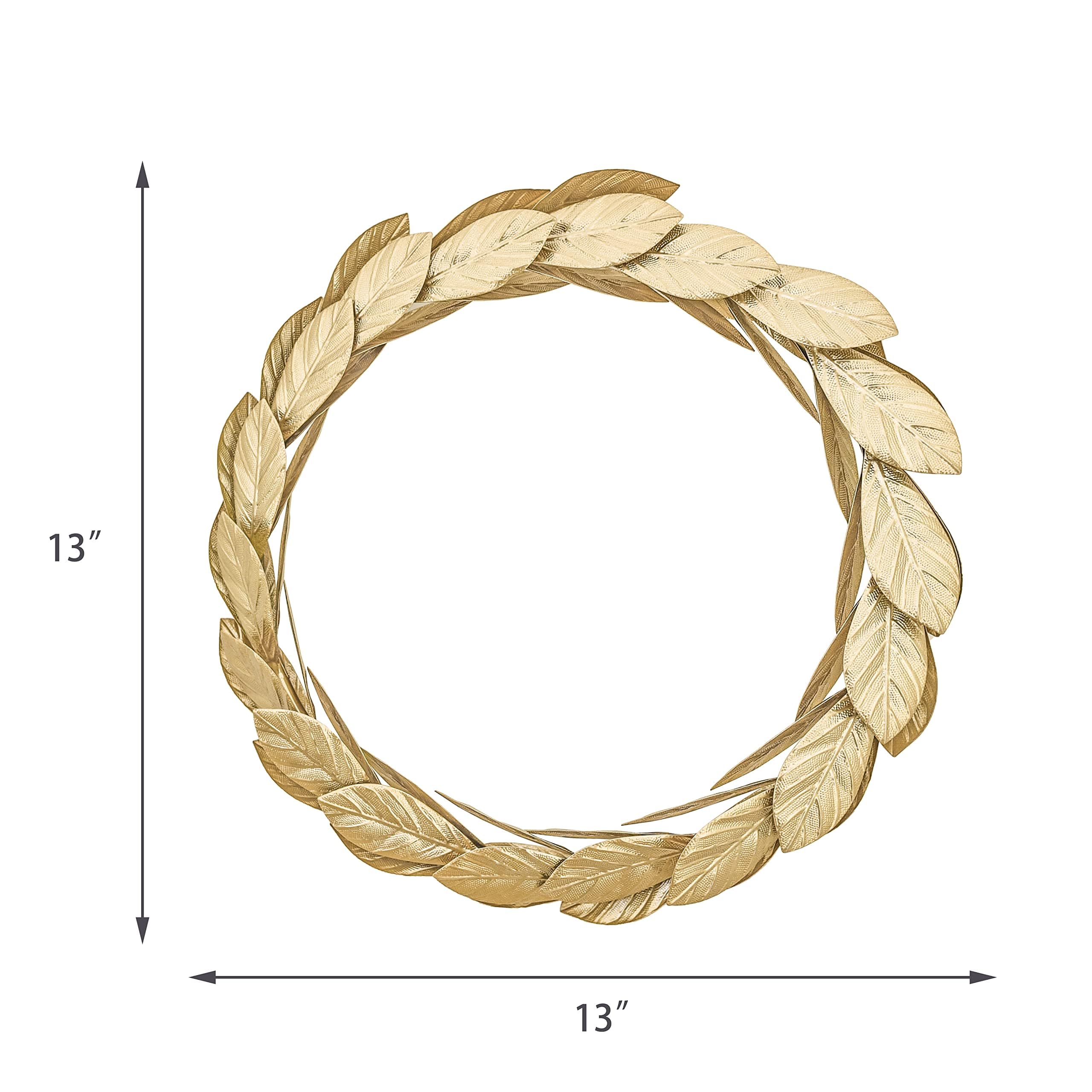 Gold Leaves Metal Wreath Wall Decor for Front Door,13 inch Door Wreath for Christmas,Window,Wedding,Party Decoration