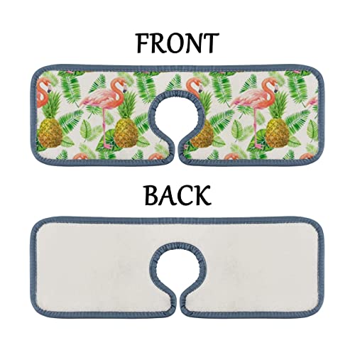 Kitchen Faucet Absorbent Mat 3 Pieces Watercolor Flamingo Pineapple Faucet Sink Splash Guard Bathroom Counter and RV,Faucet Counter Sink Water Stains Preventer