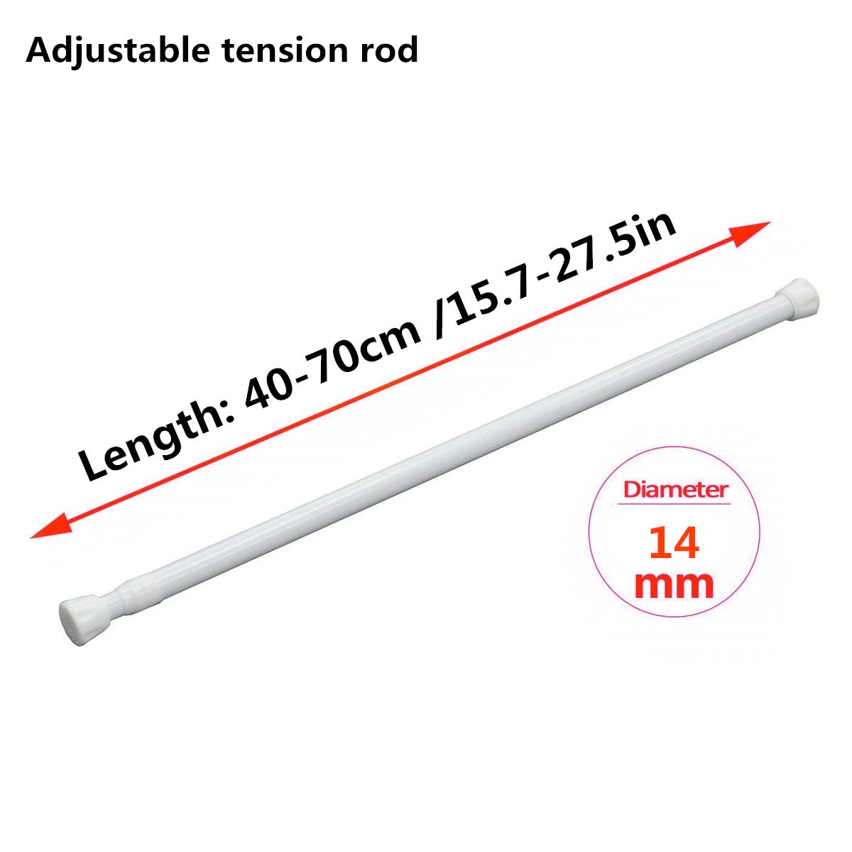 SMAZ LIFE Spring Window Curtain Tension Rod Closet Cupboard Kitchen Hanger Rod 16-27 inch
