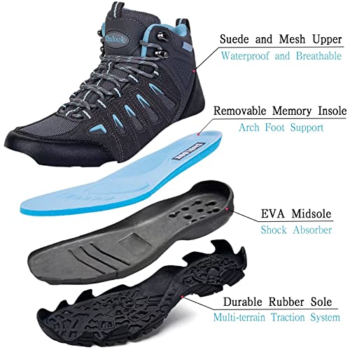 SHULOOK Women's Hiking Boots Waterproof Outdoor Trekking Camping Trail Hiking Boots Lightweight Hiking Boot