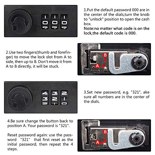KYODOLED Locking Wall Mount Mailbox,Mail Boxes Outdoor with Combination Lock,Security Key Drop Box,12.4Hx 8.54Lx 3.35W Inches,Black Large