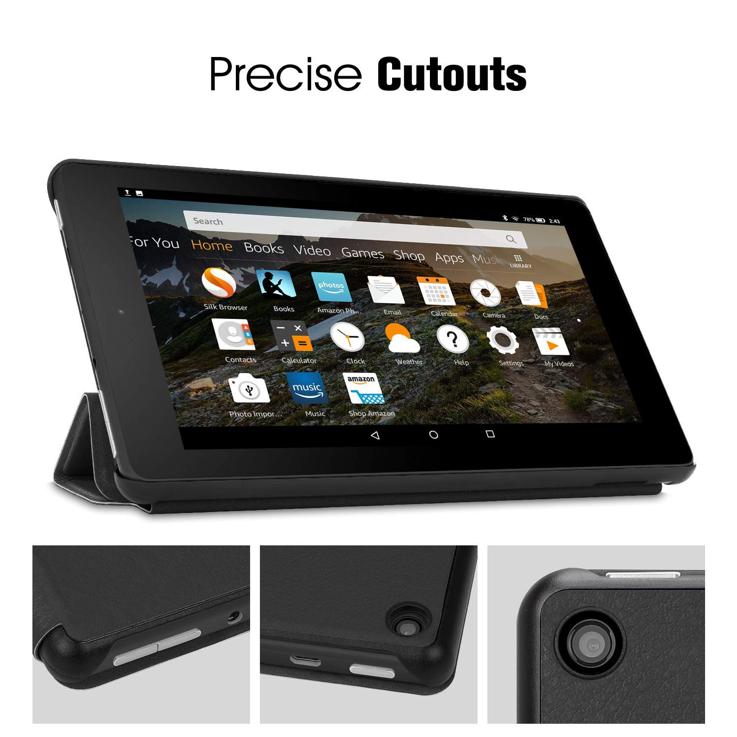Fintie Slim Case for Amazon Fire 7 Tablet (9th Generation, 2019 Release), Ultra Lightweight Slim Shell Standing Cover with Auto Wake/Sleep, Black