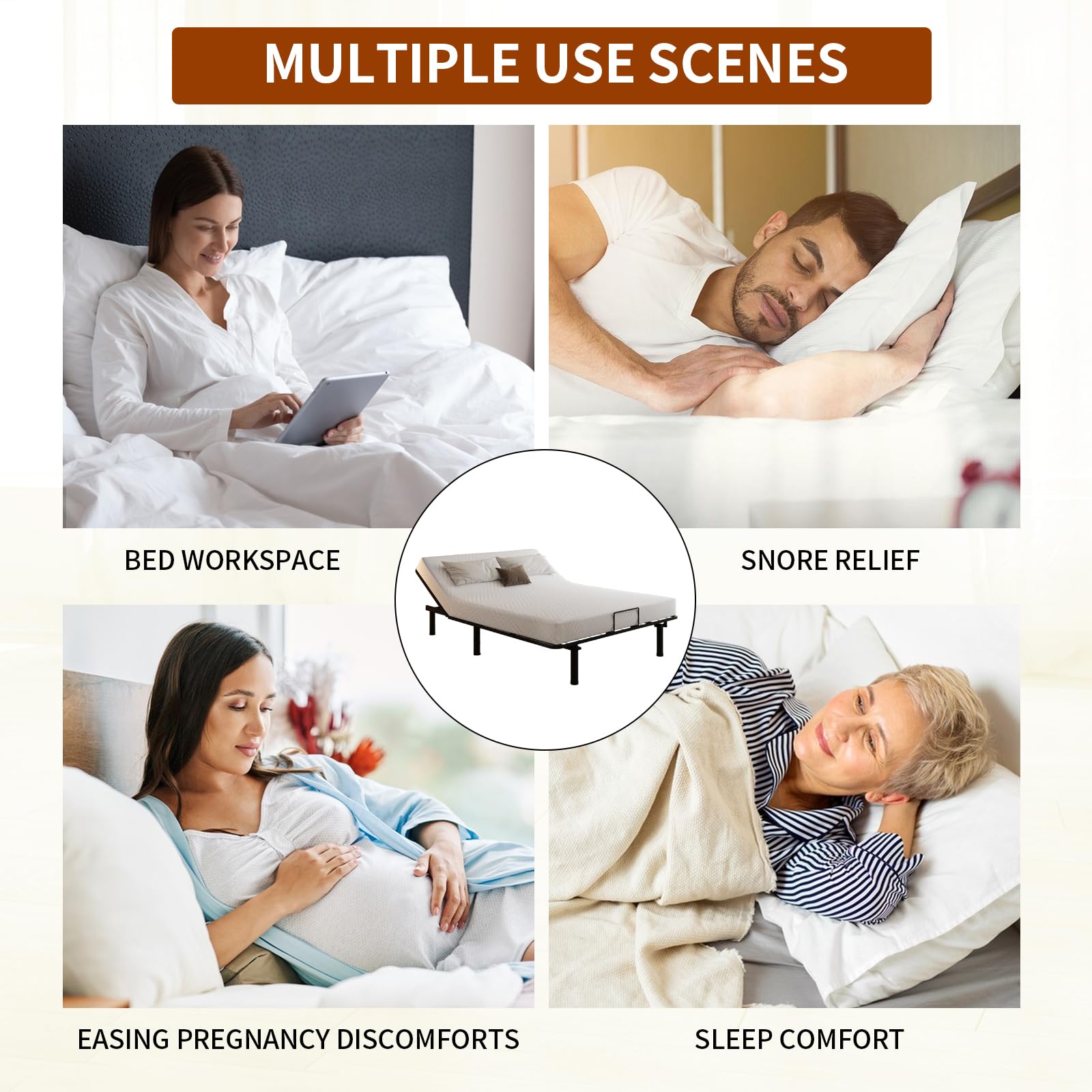 EGOHOME Twin XL Size Adjustable Bed Frame with Remote Wired, Zero Clearance Designed Zero Gravity Base for Stress Management with Head Incline, No Tools Assembly, Lighter and Easy for Transportation