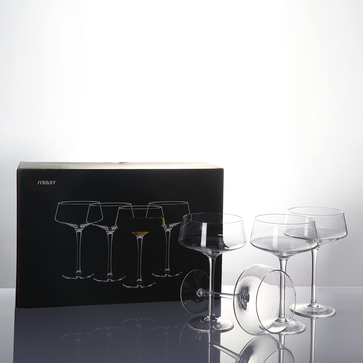 JYB&XY Martini Glasses Set of 4 | 9 oz Coupe Glass Classic Cocktail Glassware Hand Blown Premium Crystal Glass for Champagne, Cocktail,wine,martini Flutes