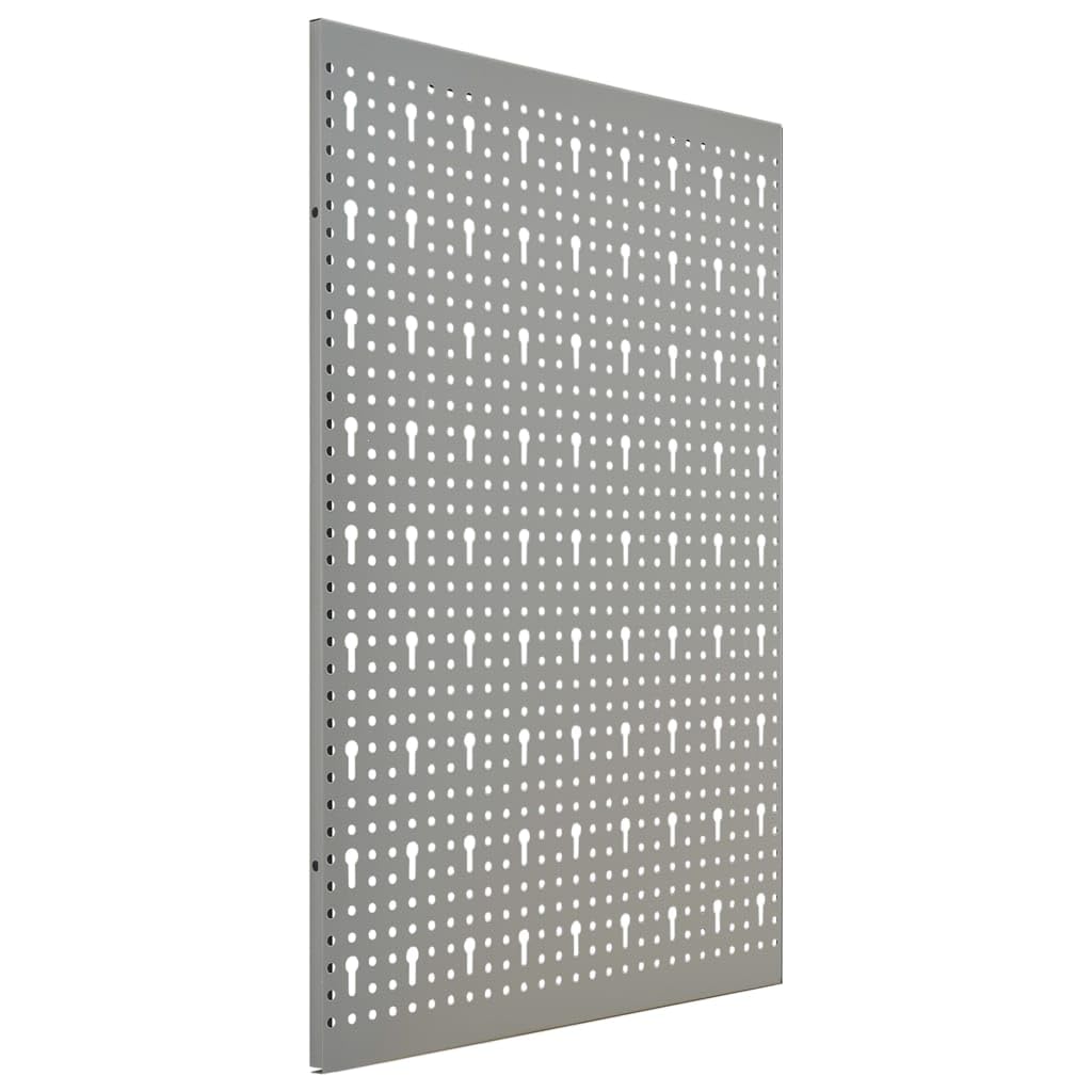 vidaXL Solid Steel Wall-mounted Peg Boards Set of 3 - Durable Workshop and Garage Tool Organizer with Perforated Panel Design, 47.2"x22.8"
