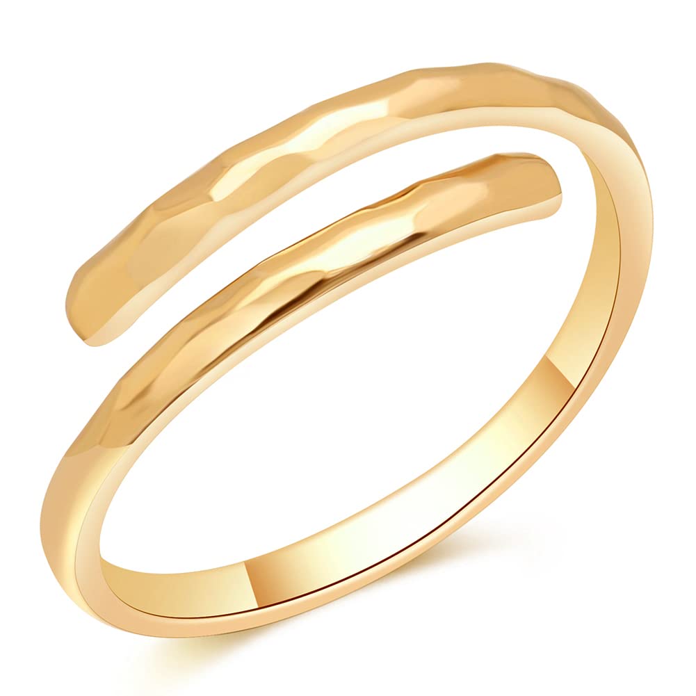 FIRSTXU 2mm Dainty Stackable Ring 925 Silver Minimalist Eternity Bands for Women (Gold)