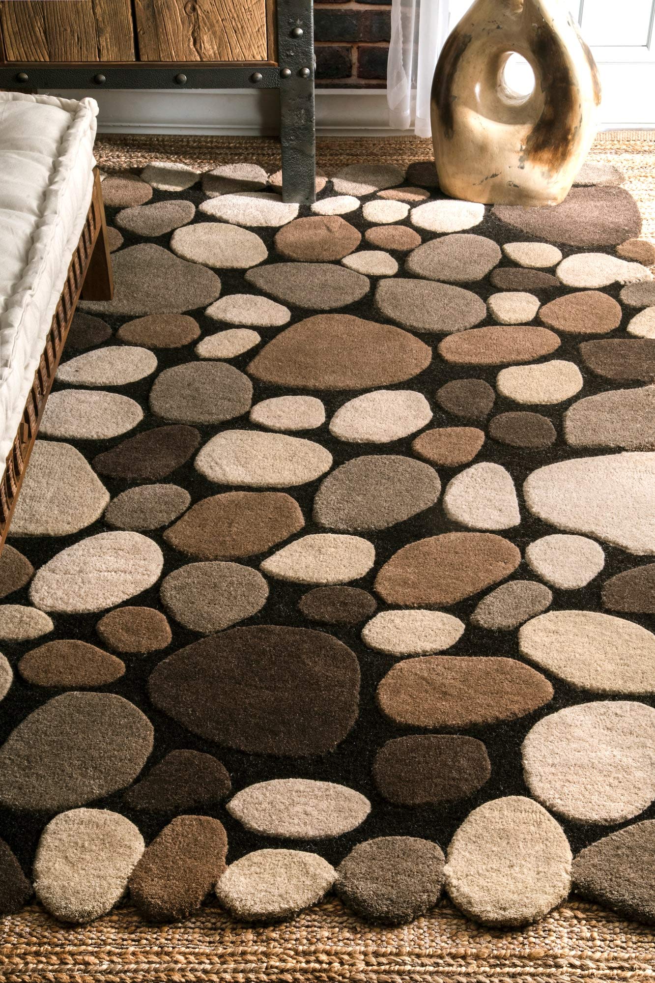 nuLOOM Hand Tufted Pebbles Area Rug, 5' x 8', Natural