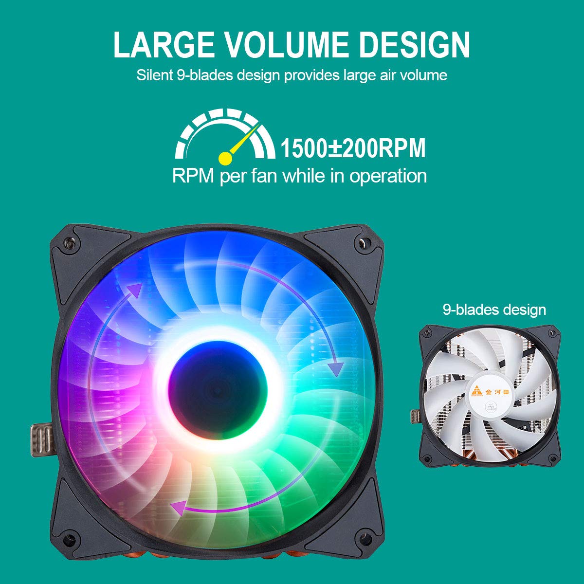 GOLDEN FIELD Z100 CPU Air Cooler 4 Heatpipes Heatsink 95W Radiator with 120mm Low Profile LED Fan for Intel LGA1151 and AMD AM4