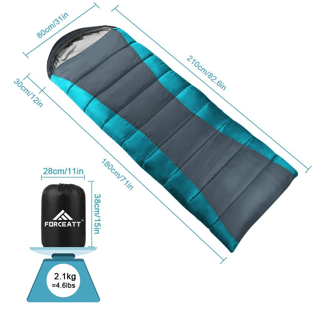 Forceatt Sleeping Bag for Adults and Teens in 3 Seasons and Cold Weather(32℉ to 68℉) 丨 Great for Camping, Backpacking and Hiking 丨 Water-Resistant, Lightweight and Warm
