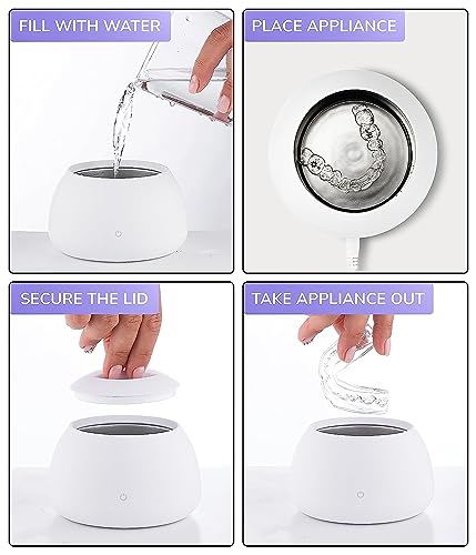 Zima Dental Arctic White Dental Pod | Cleaner for Dentures, Aligner, Retainer, Mouth Guard | Ultrasonic Cleaning Machine for All Dental Appliances