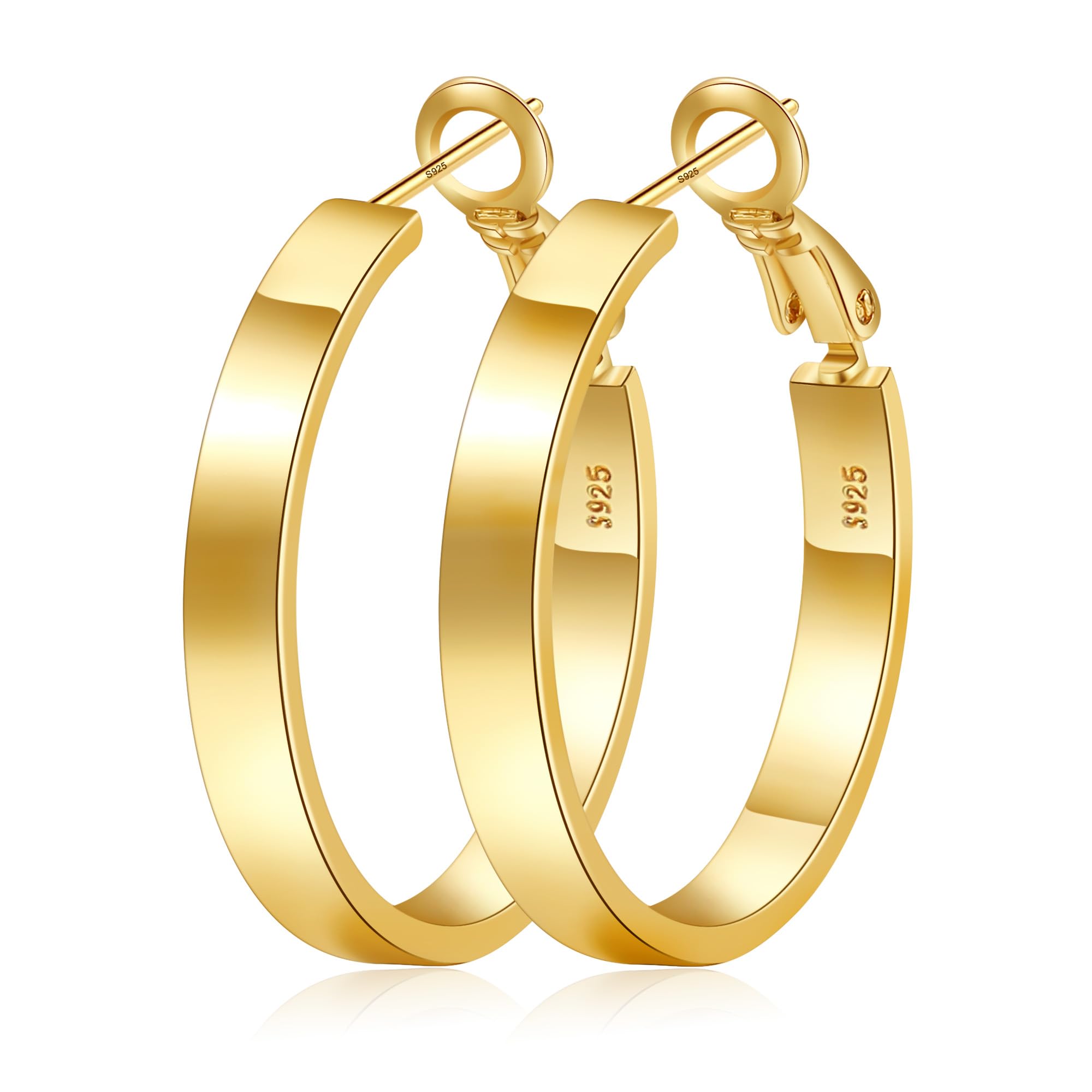 Gold Hoop Earrings Set for Women 14K Gold Plated Stud Earrings and Hoops Hypoallergenic Hoop Earrings