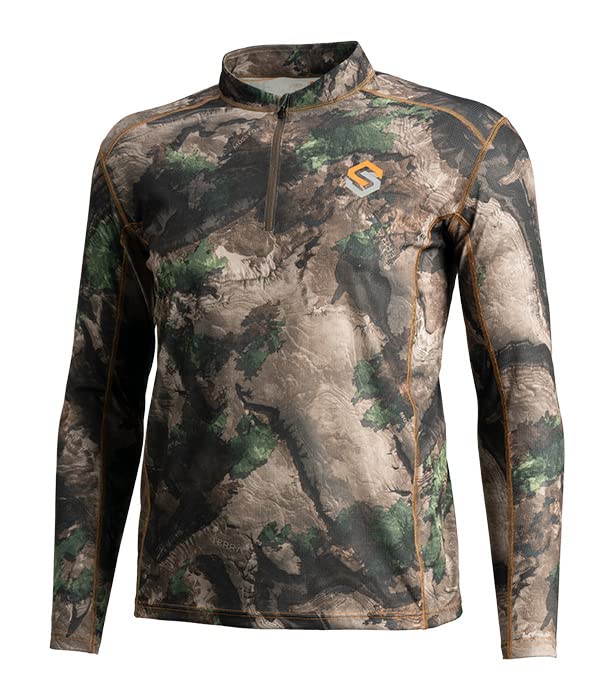 Featherweight Long Sleeve Lightweight Camo Hunting 1/4 Zip Shirt for Men (Mossy Oak Country DNA, X-Large)