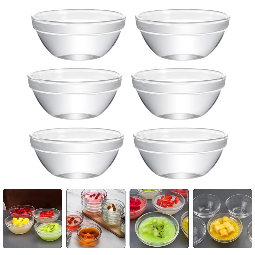 Housoutil 8 Packs 1.5oz Stackable Food Prep Bowl, Multipurpose Clear Small Serving Bowls, Glass Stackable Dessert Bowls Set Dishware Safe for Kitchen Prep, Dessert, Dips, Candy