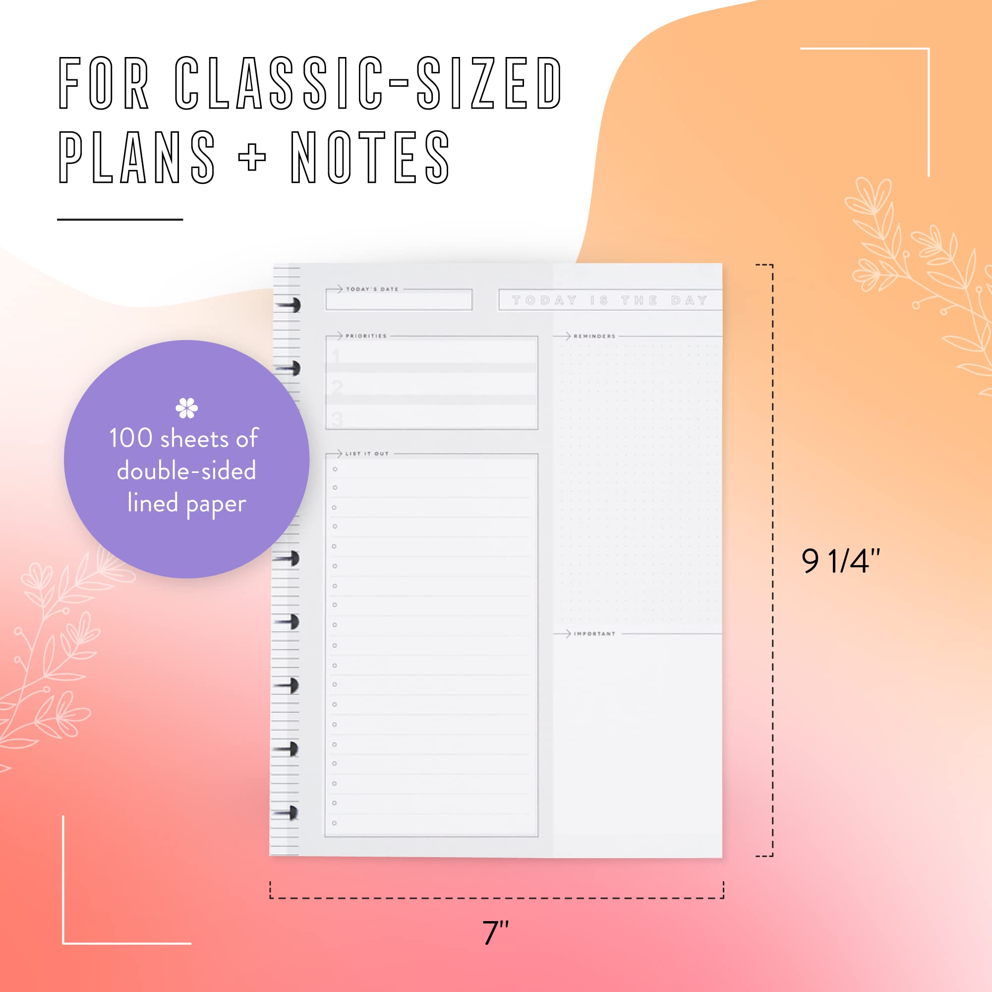 Happy Planner Plans + Notes Undated Classic-Size Planner Journal Bundle with 100-Sheet Planner Refill-Paper Pack, Neutral Farmhouse, 7" x 9 1/4"