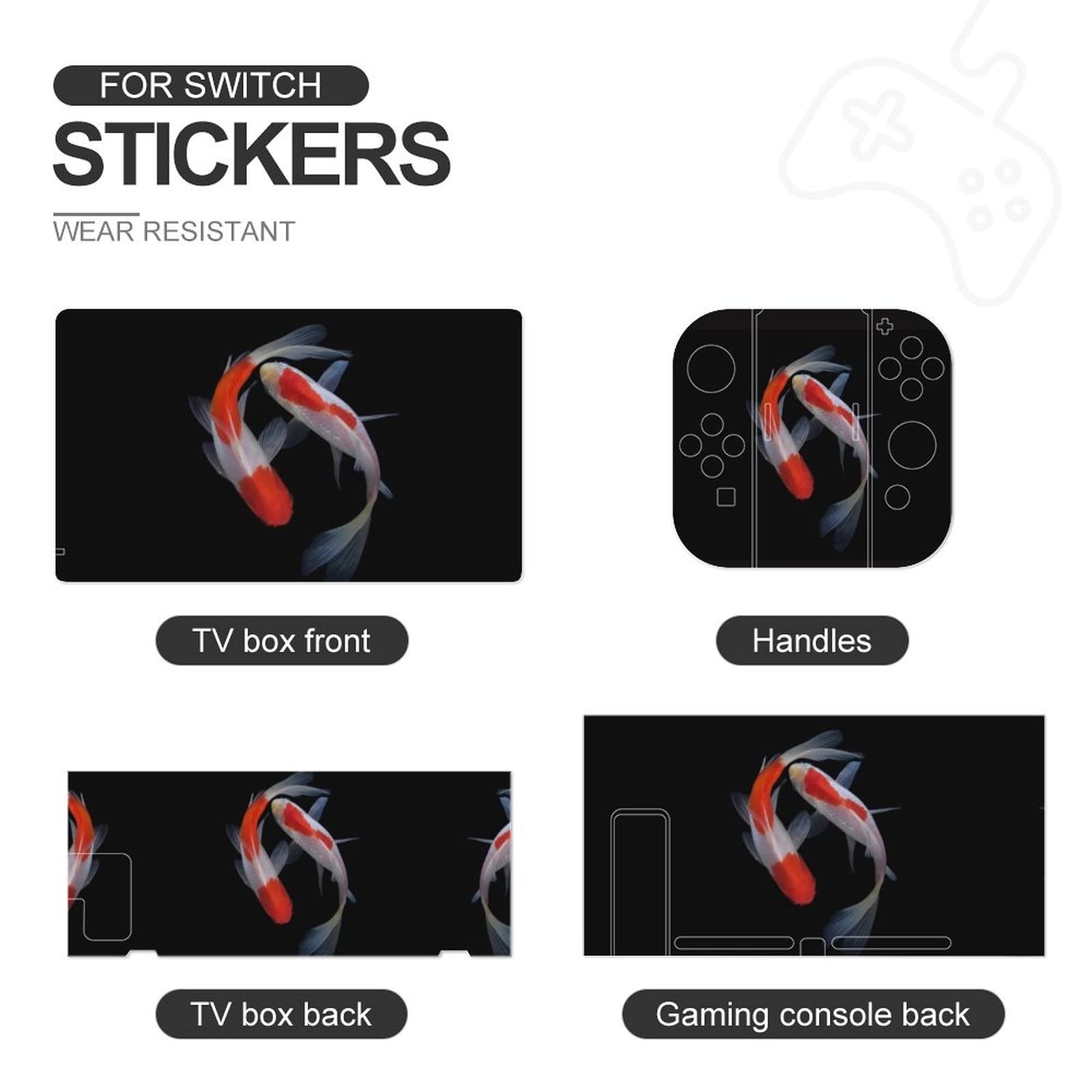 Koi Fishes Decal Stickers Cover Skin Protective FacePlate for Nintendo Switch for Switch