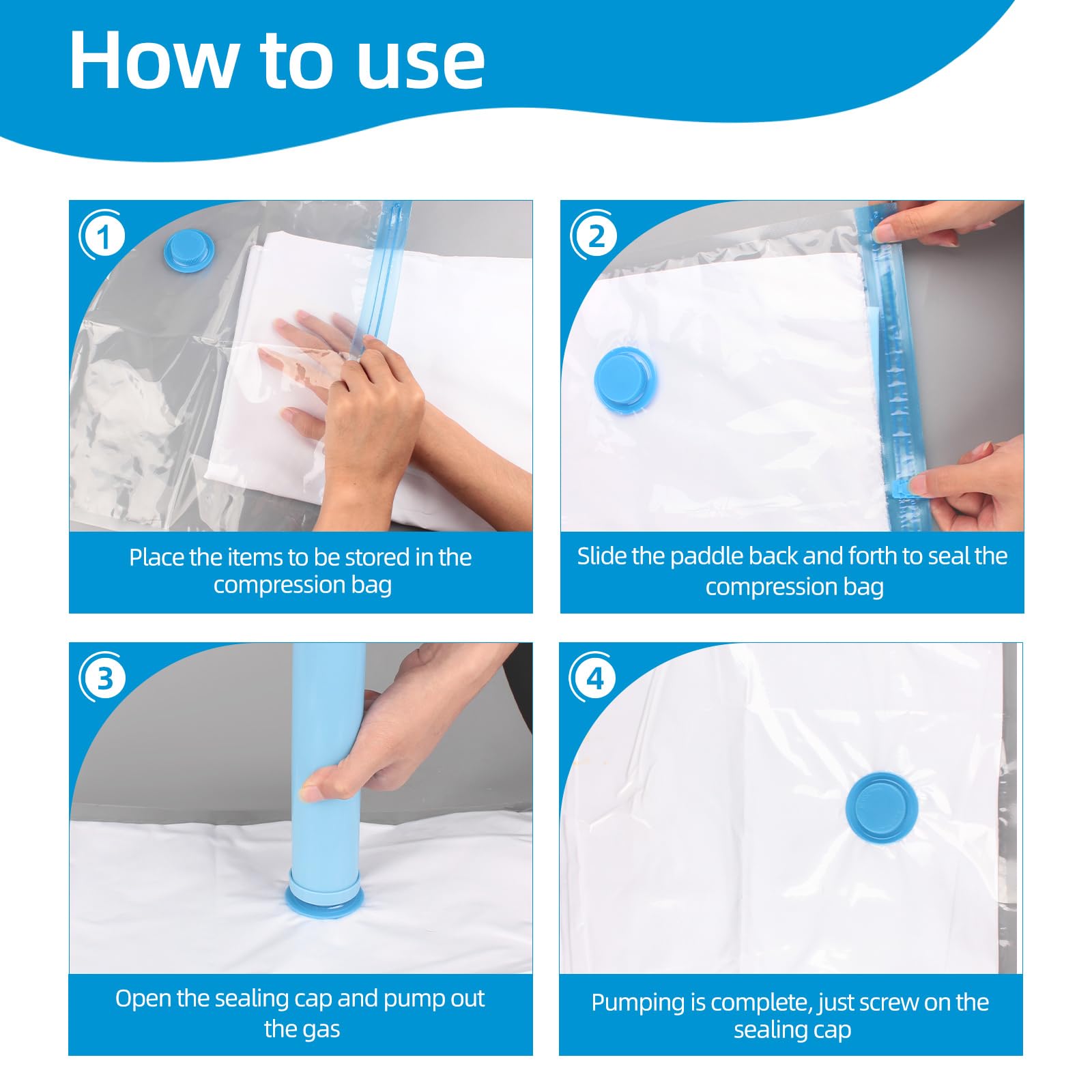 NOEAIKE 20 Pack Vacuum Storage Bags with Hand Pump,Space Saver Vacuum Seal Bags(4Jumbo 4Large 4Medium 4Small 4Roll Up) Compression Bags for Packing/Moving for Clothes,Blankets,Bedding,Comforter