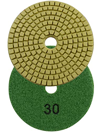 Konfor Diamond Polishing Wet Pads 4 Inch for Grinding Stone Marble Granite Countertop Tiles 10 Pieces Grit 30