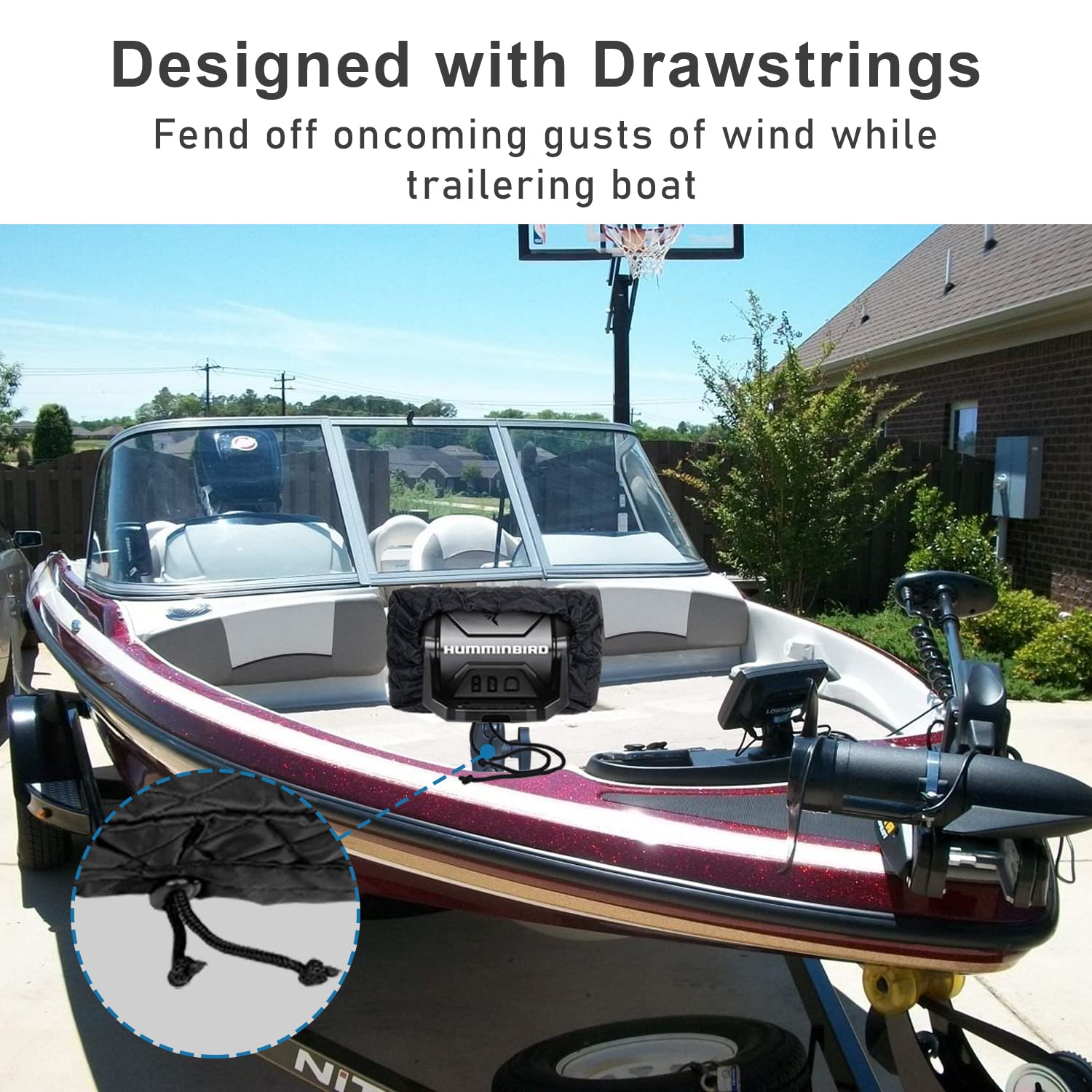 Fish Finder Cover for Humminbird Helix 7 All Series, Splash-Proof Sun Cover for H7 Gimbal Mount Installations, Protects Your Screen from Sun/Weather Damage with Drawstring