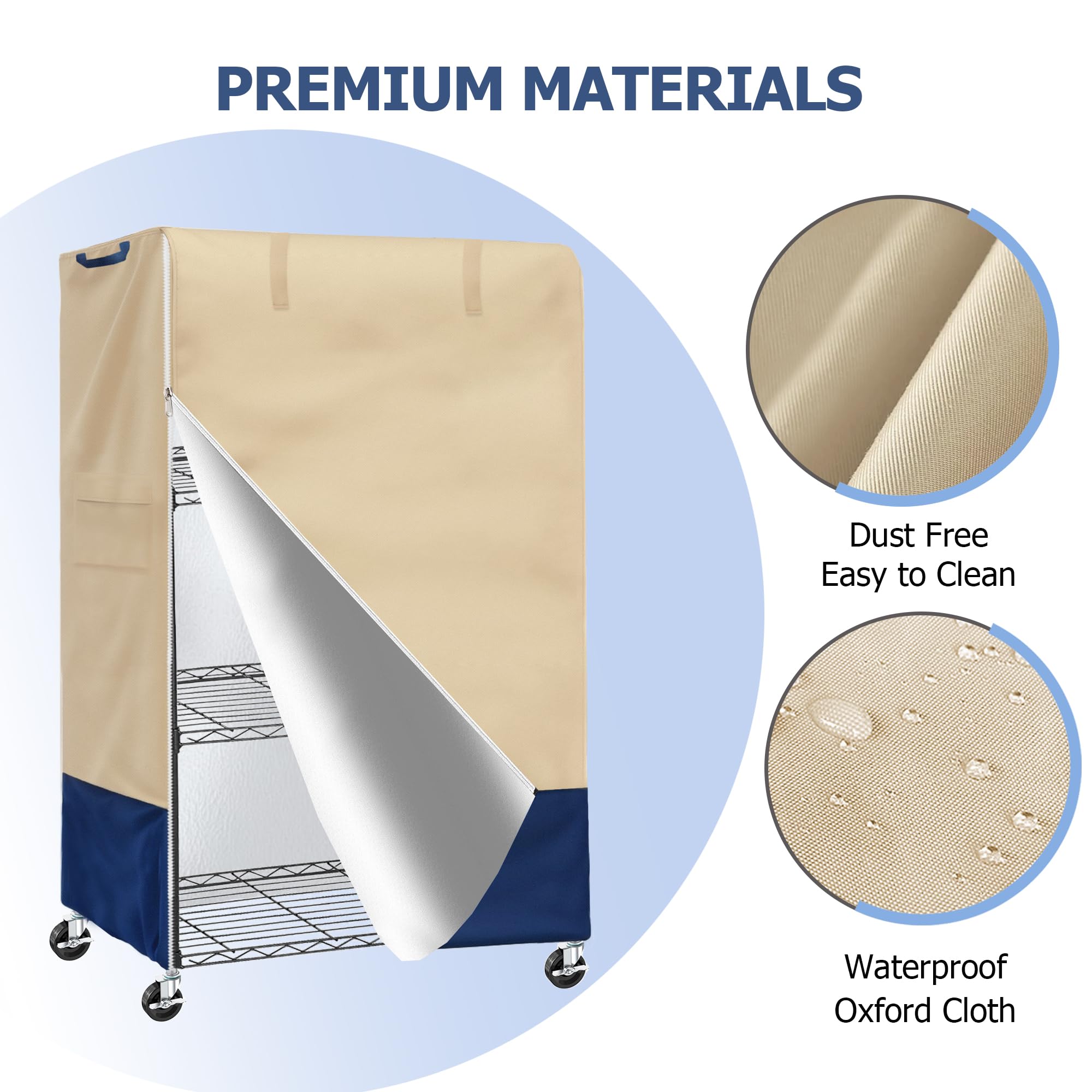 Shelf Cover, Waterproof 600D Heavy Duty Dustproof Storage Wire Rack Covers, Outdoor Shelving Covers for Wire Shelves with Zipper (Cover only) (36" W x 18" D x 72" H)