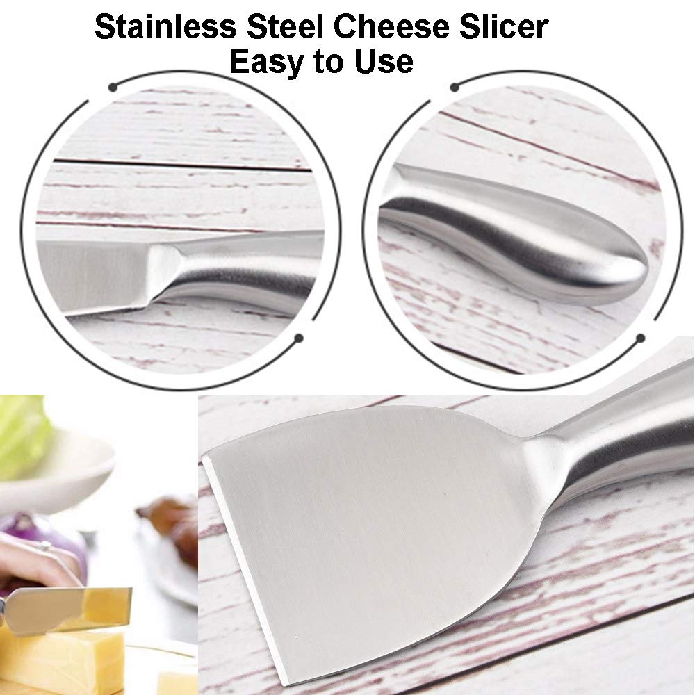 LGUIY Cheese Knives, 6-Piece Cheese Knife Set Stainless Steel Cheese Knife with Exquisite Box Cheese Slicer Cutters Fork for Pizza Cake Cheese Butter - Gift Ready