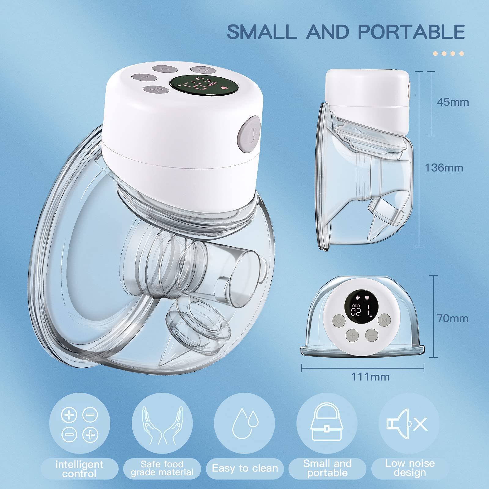 Wearable Breast Pump Hands Free Breast Pump Electric 2022 New,Wireless Portable Breast Pump with LCD Display and Memory Function Ultra-Quiet Breast Pump,2 Modes & 9 Levels Adjustment,24MM Flange