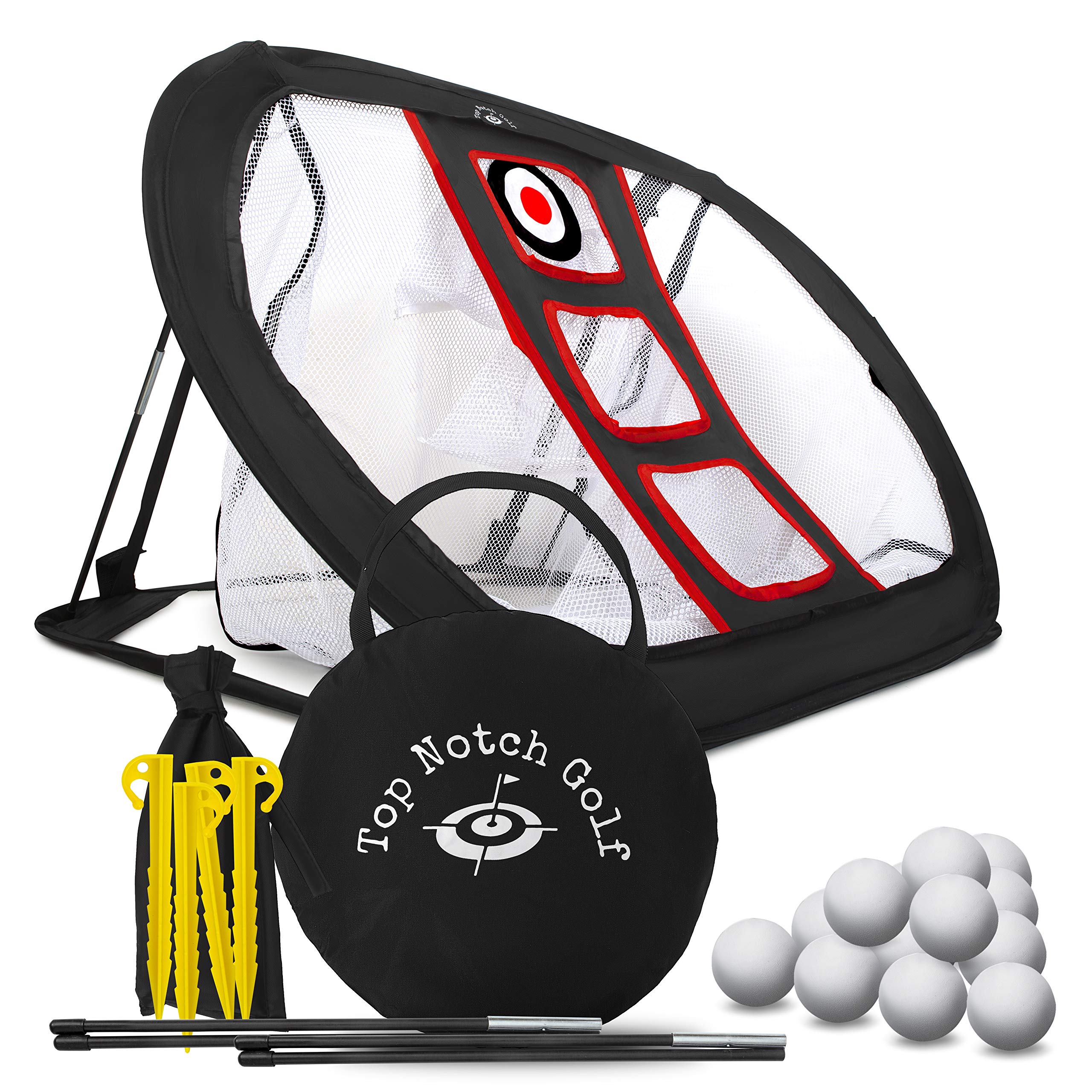 Golf Chipping Net with 12 Foam Practice Balls - Collapsible Golfing Target for Indoor/Outdoor Use - Portable Training Aid to Practice in Backyard or Office | Improve Accuracy and Challenge Friends