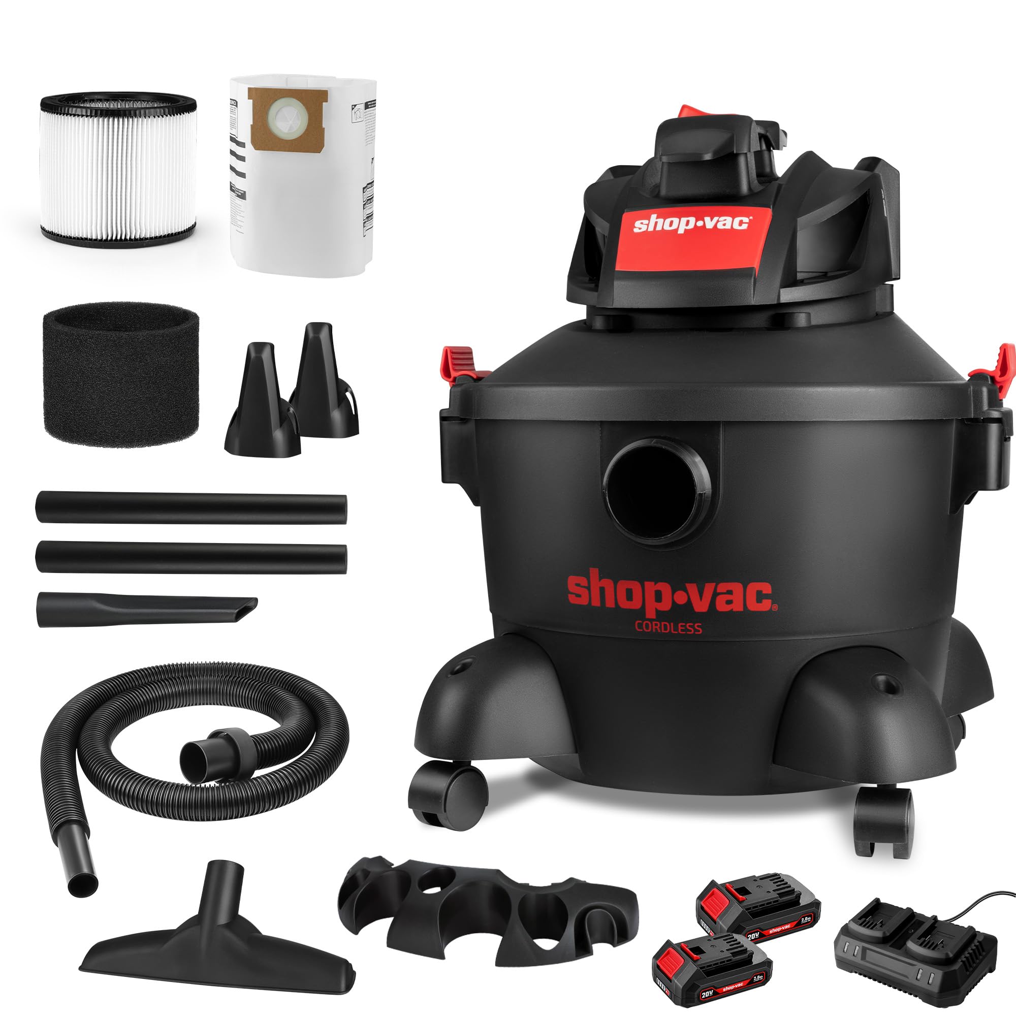 Shop-Vac 6 Gallon Wet Dry Vacuum Cleaner, 8.0 Peak Kpa Shop Vacuum with Blower Function, Cordless Vacuum Cleaner for Pet Hair, Jobsite, Garage, Home & Workshop